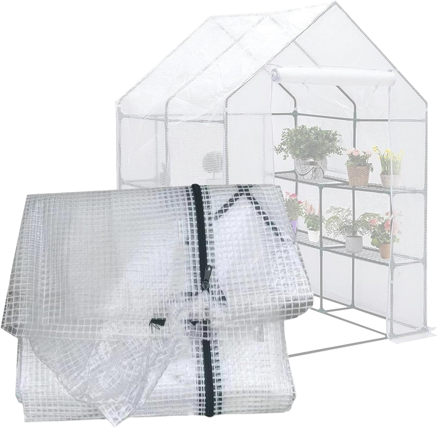 Greenhouse Replacement Cover, 56×56×76 Inches PE Walk-in Greenhouse ...