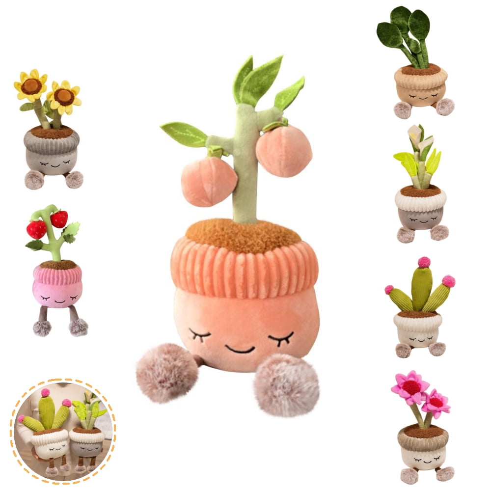Greenhouse by Russ Peach Plush Toy Potted Plants, Soft Plush Succulents ...