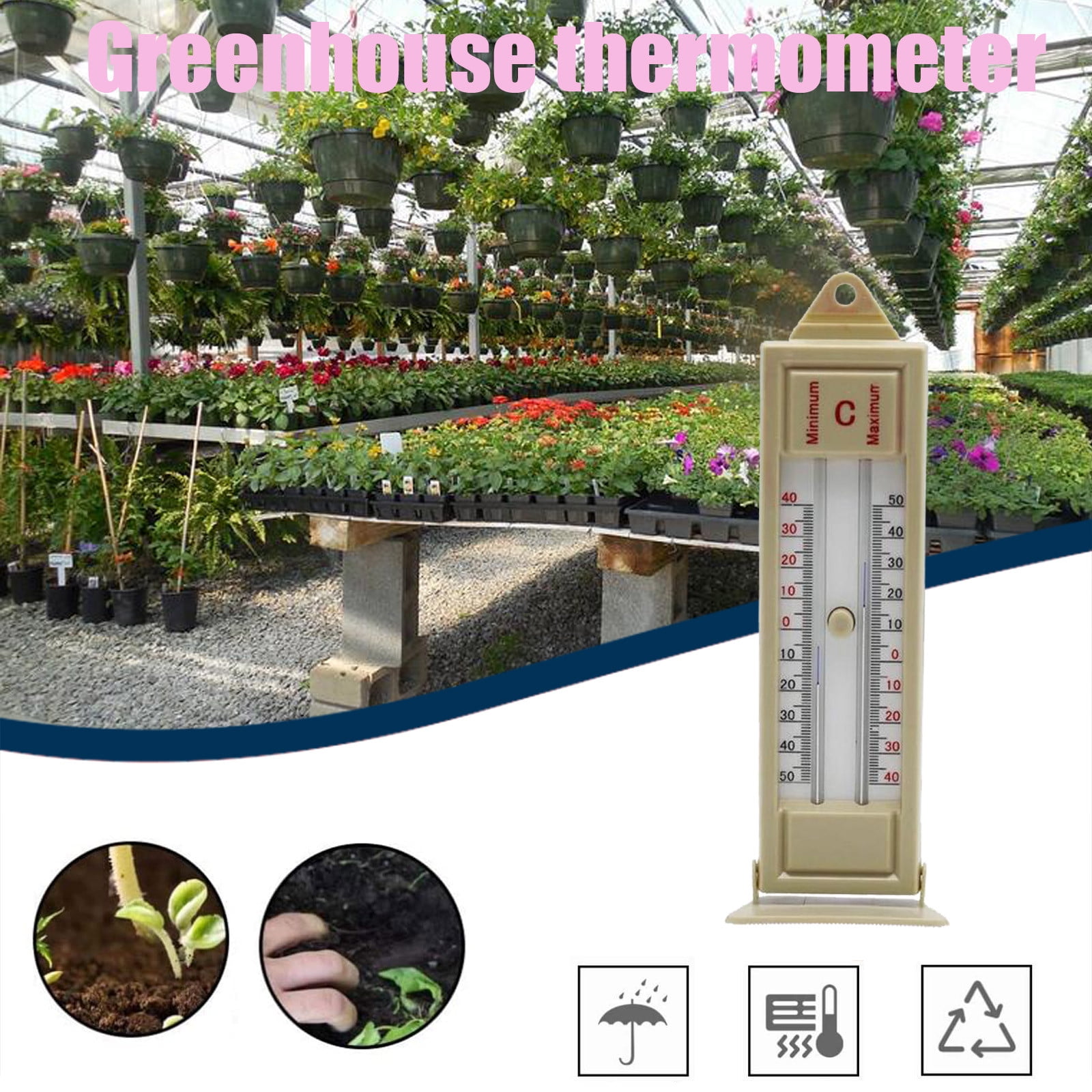 Greenhouse Thermometer Max Min, Gaqring Indoor Outdoor Temperature ...
