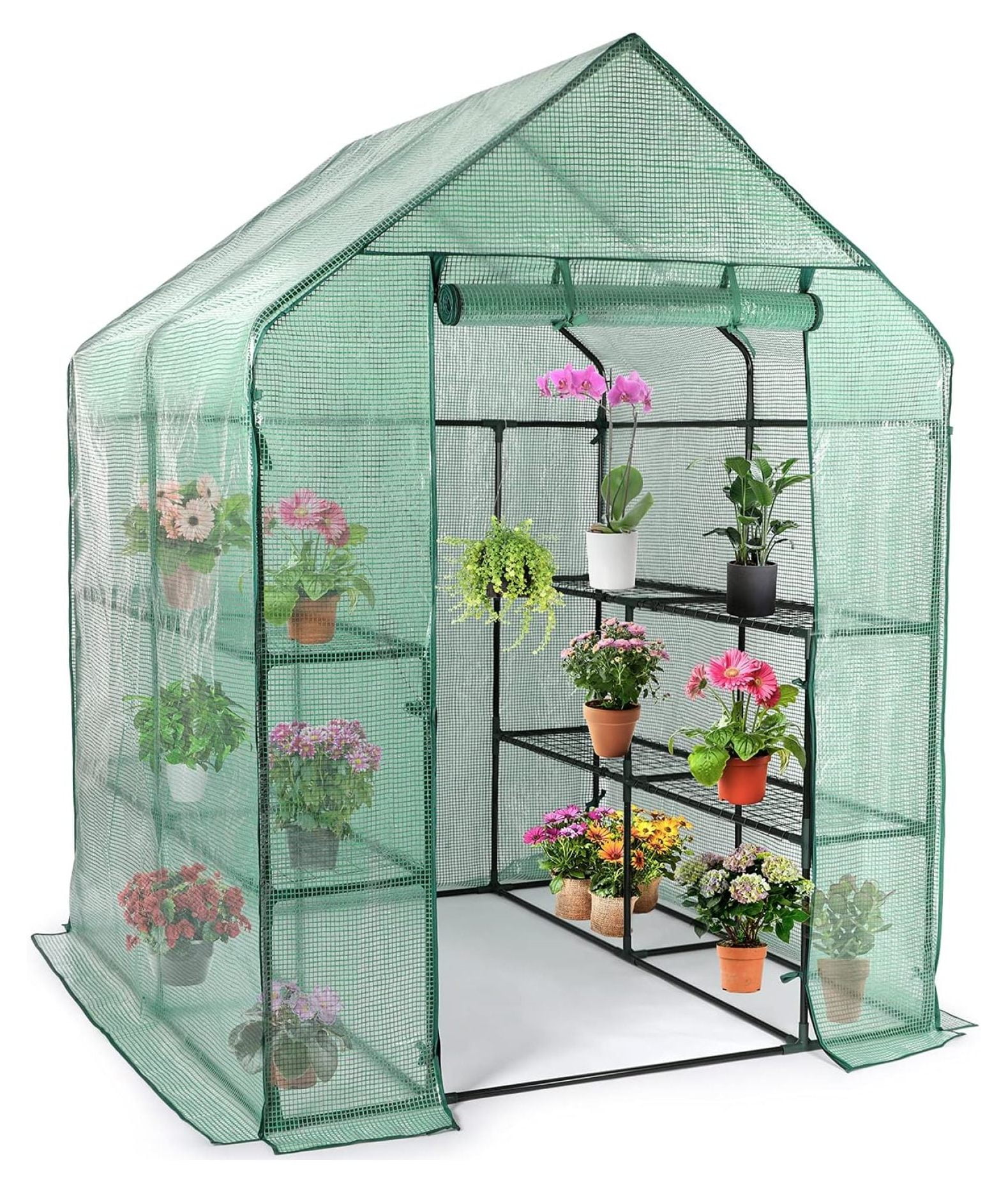 Greenhouse, Walk-in Greenhouse 3 Tiers 8 Shelves Stands Plant Green ...