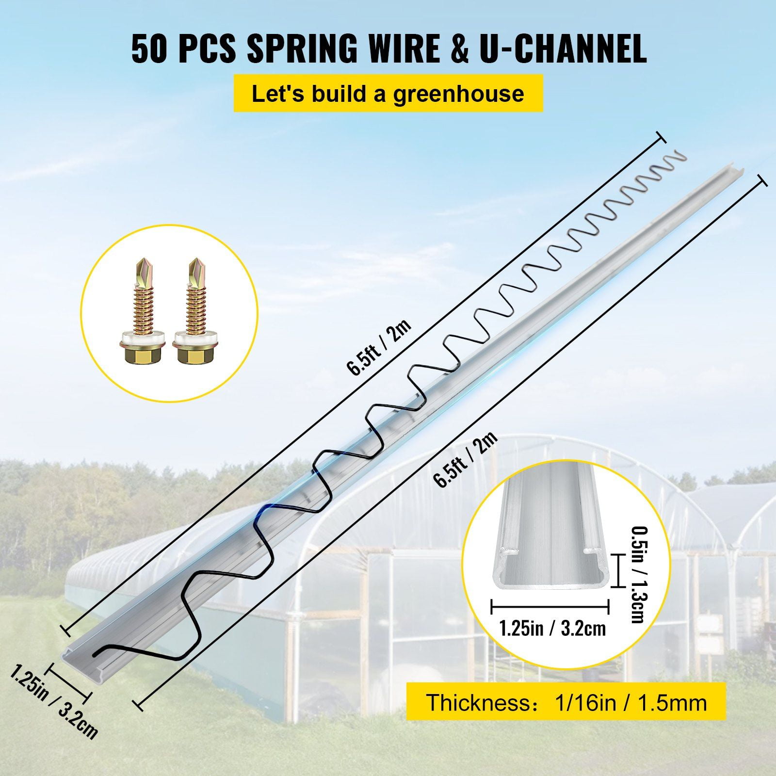 Greenhouse Wiggle Wire & Lock Channel - 6.56ft Bundle (50 Pack) - PE ...