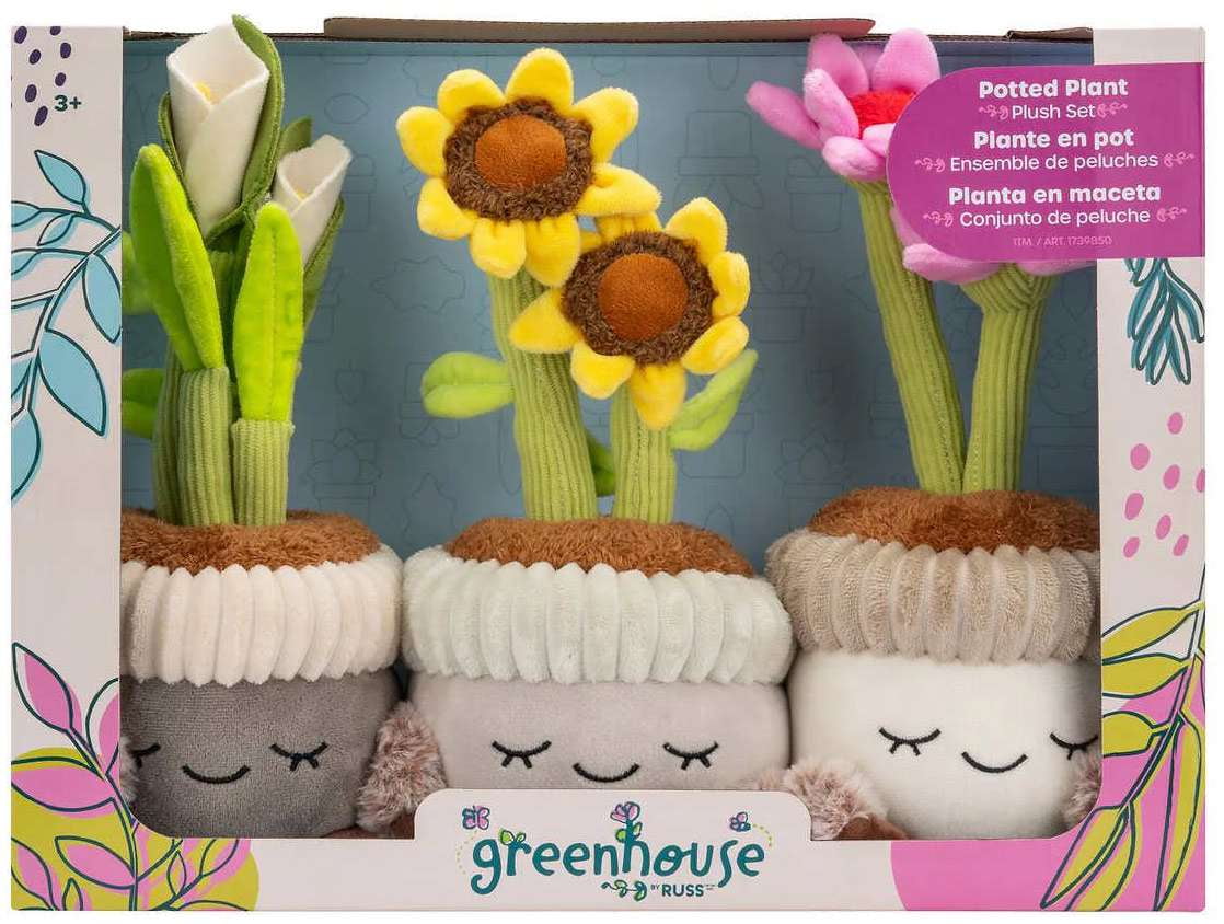 Greenhouse by Russ Potted Plant Echinacea, Sunflower & Peace Lily Plush ...