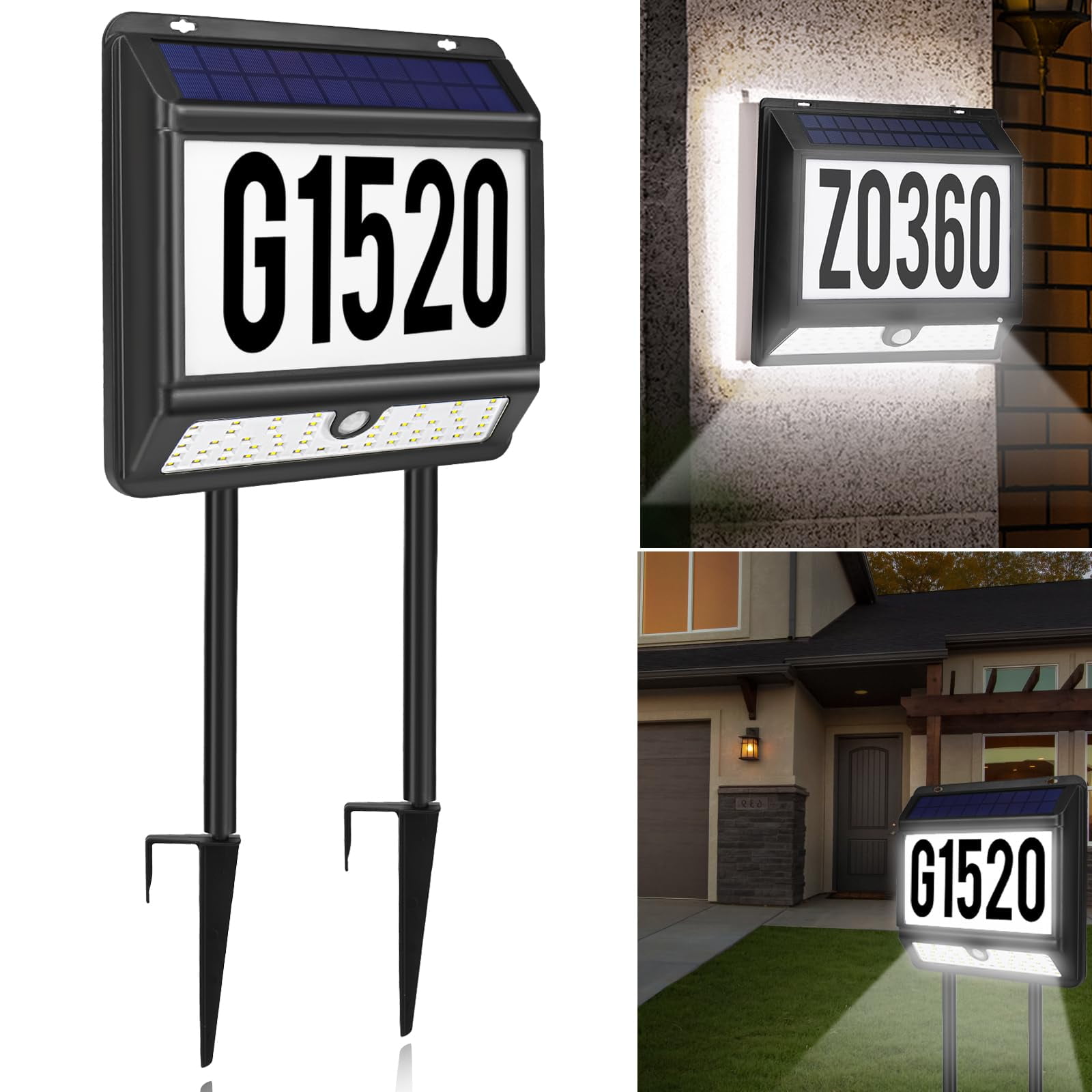 Greenidea Solar Address Sign,Solar House Numbers for Outside LED ...