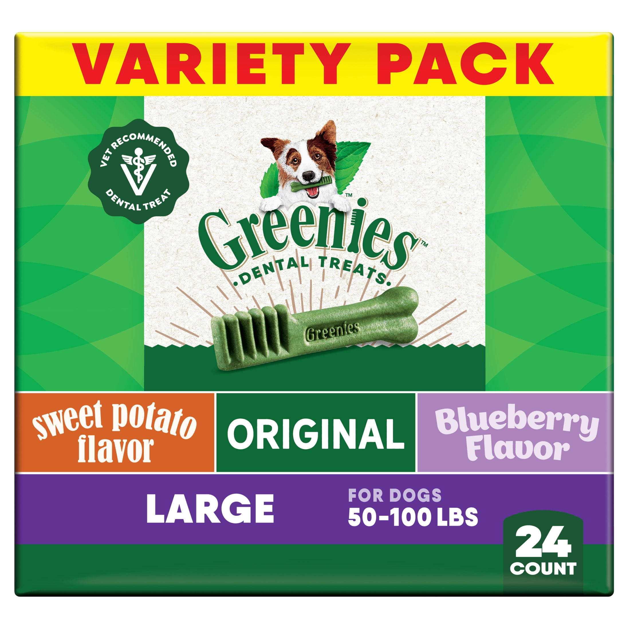 Greenies Adult Natural Dental Dog Treats 3 Flavors, Large Size, (3) 12 ...