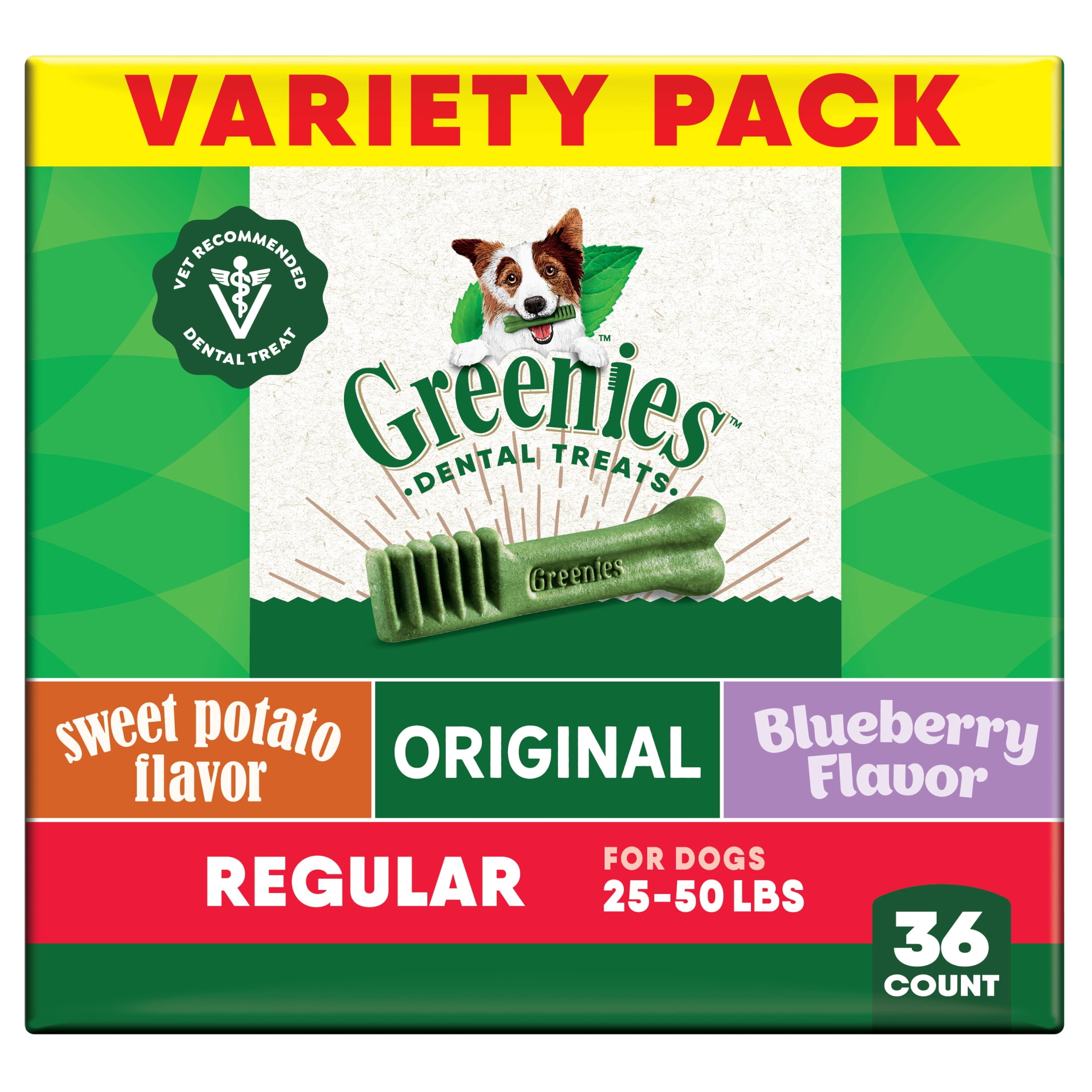 Greenies Adult Natural Dental Dog Treats 3 Flavors, Regular Size, (3 ...