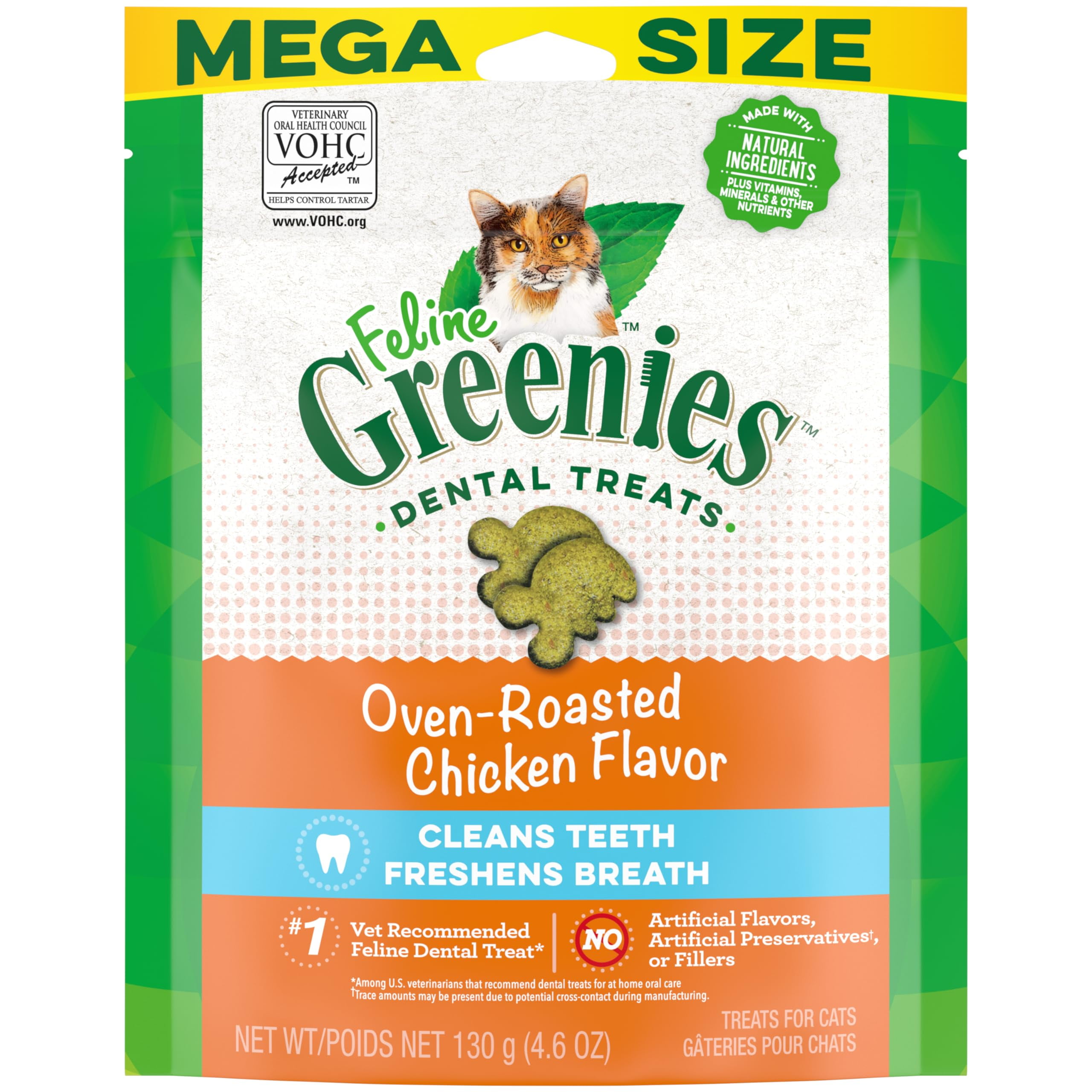 Greenies Feline Adult Dental Cat Treats, SMROven Roasted Chicken Flavor ...