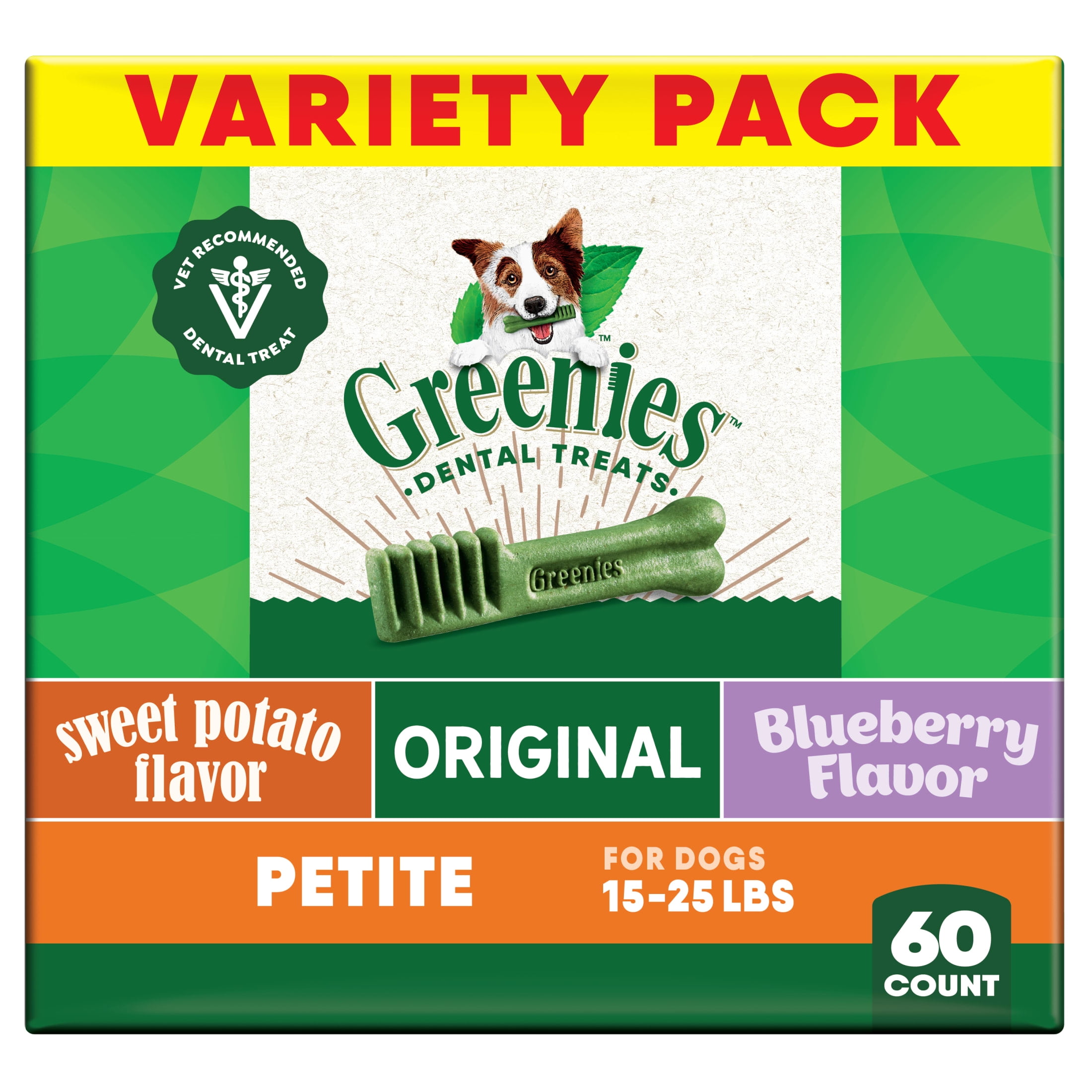 Greenies Adult Natural Dental Dog Treats 3 Flavors, Petite Size, (3) 12 ...