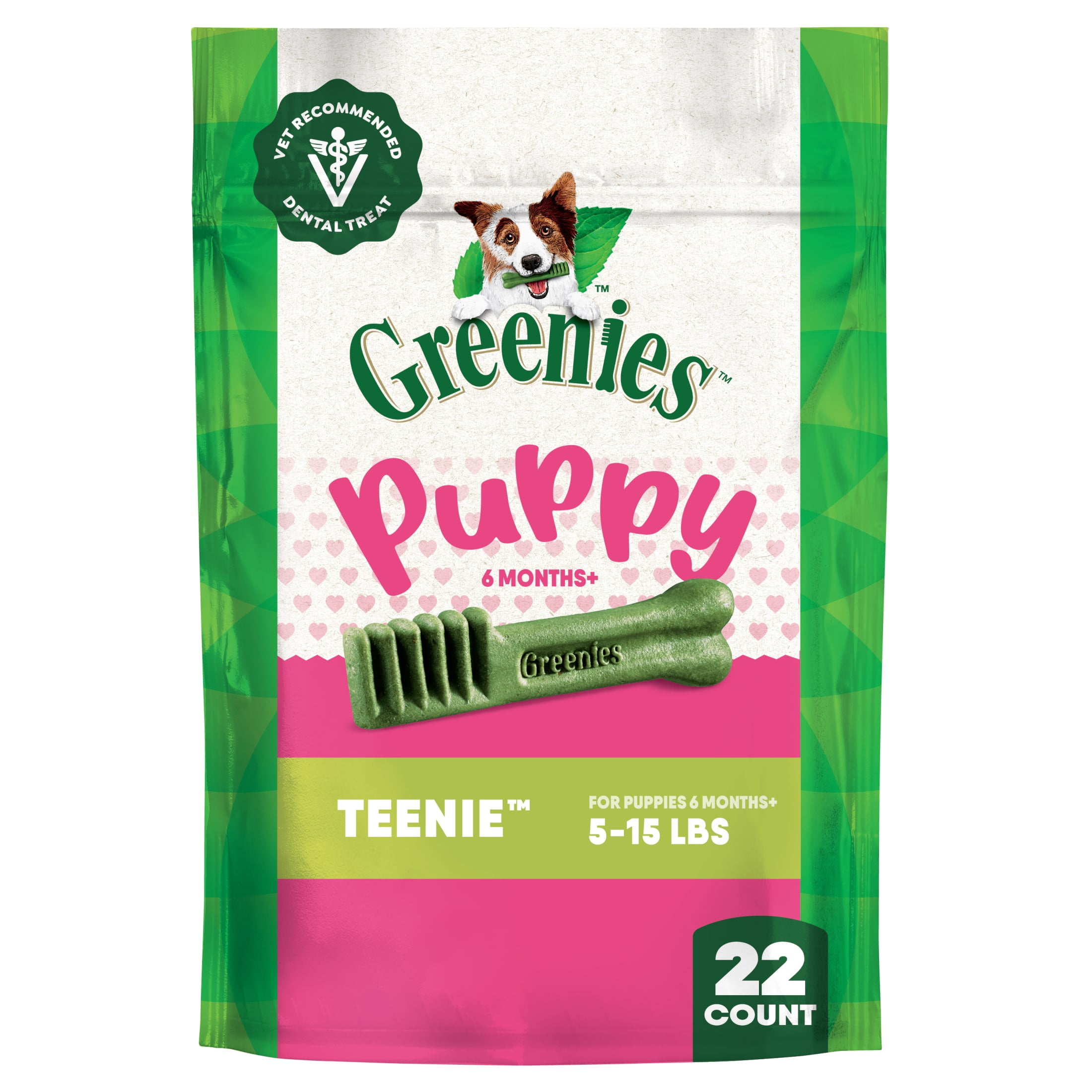 GREENIES Puppy Dental Treats Natural Chew for Puppies 6 Oz Pack (22 ...