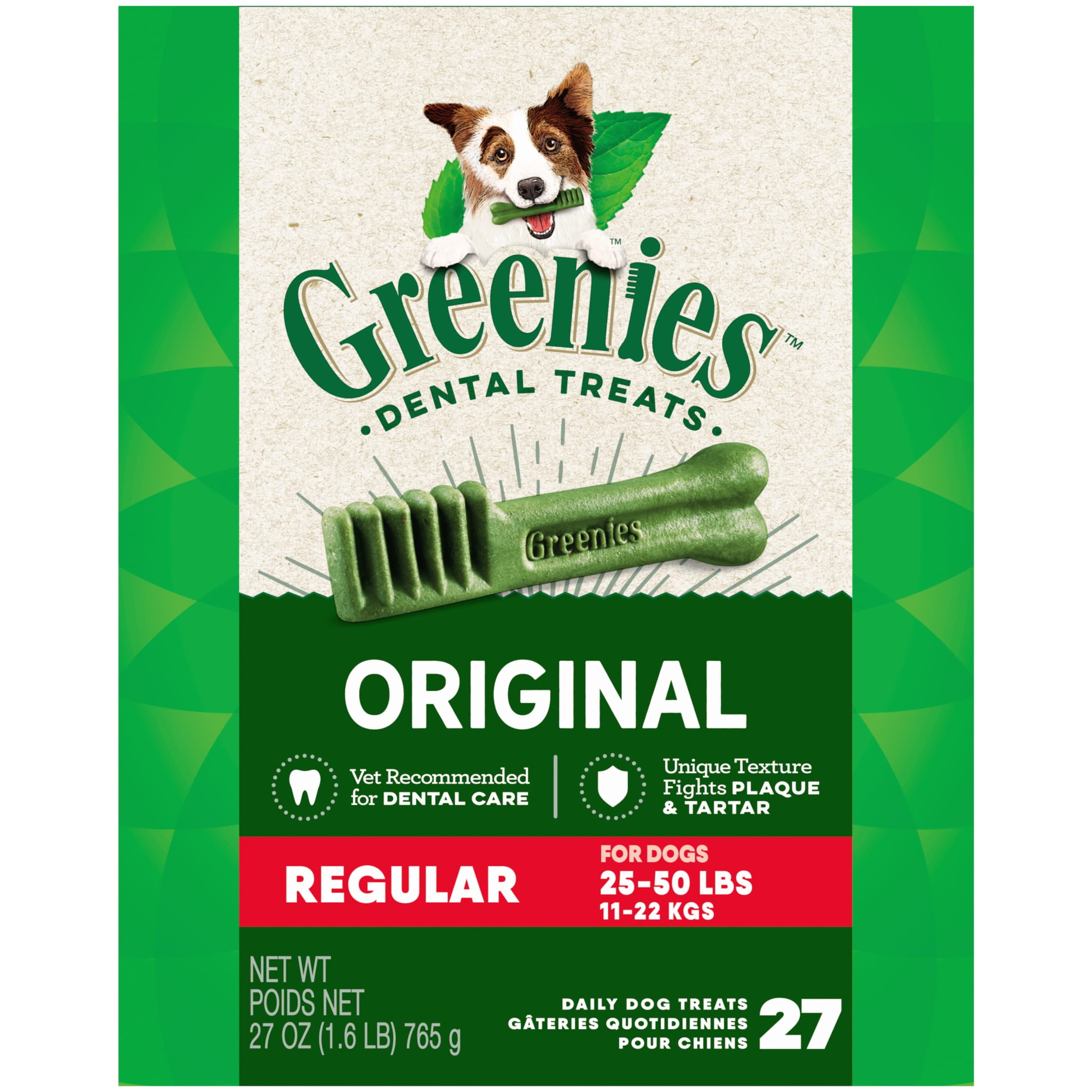 Greenies Regular Original Natural Dental Dog Treats, Chewy Snack, 27 oz ...