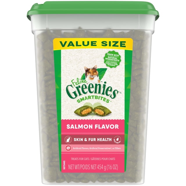 Greenies Salmon Flavor Soft Crunchy Treats For Cats, 16 Oz Tub ...