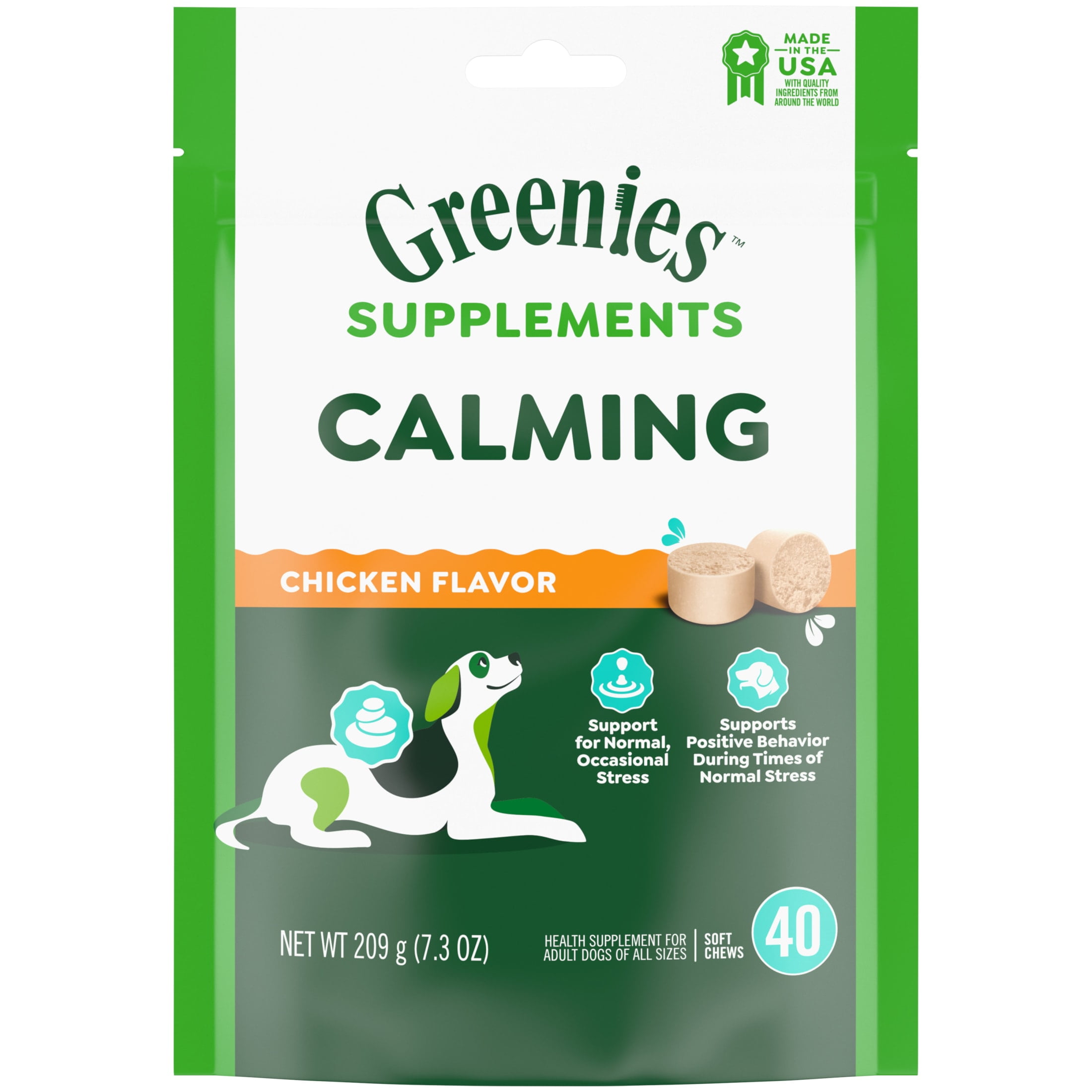 GREENIES Calming Supplements for Dogs Chicken Flavored Soft Chews 7.3 ...