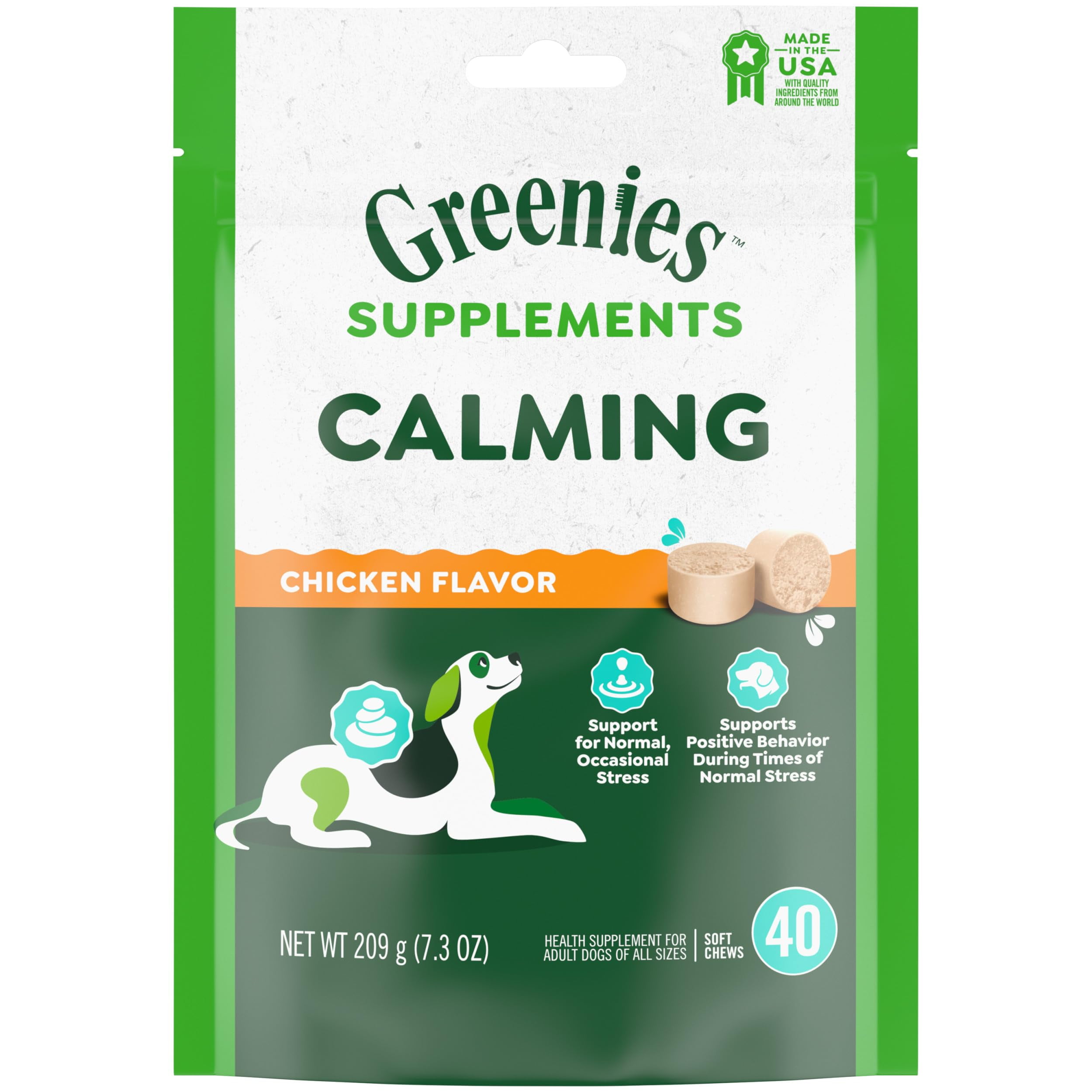 Greenies Supplements Calming Chews YPF5 for Dogs Chicken Flavor, 7.3 oz ...