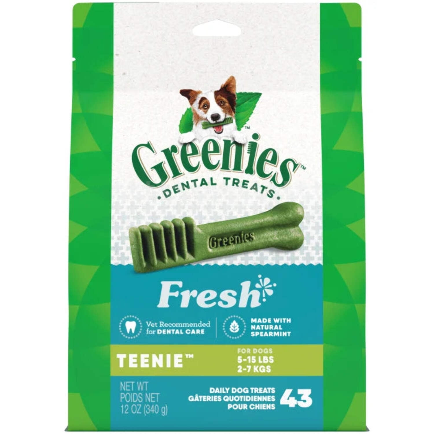 Greenies Small Chew Mini Doggie Dental Treats Fresh, Teenie, 43 ct, 27 ...