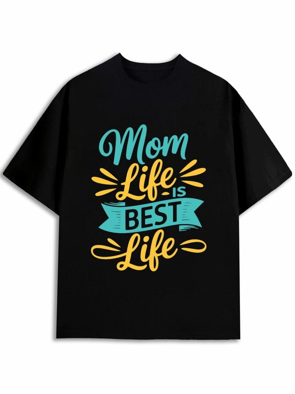 Greenink Mom Life Best Life Tee men Crew neck T-shirts black graphic ...