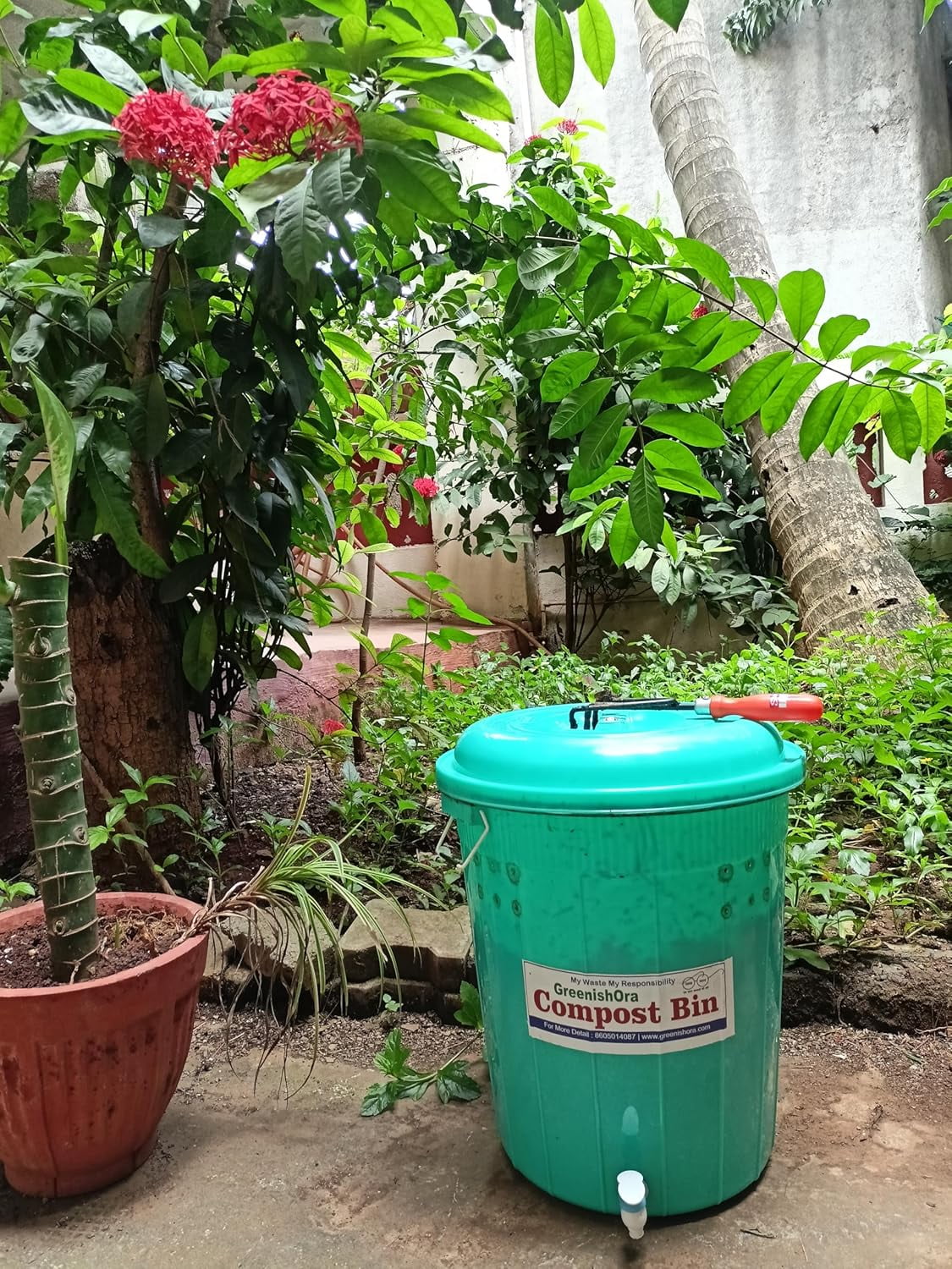 GreenishORA Compost Bin 40L Home Composter Green Plastic Easy Aerobic ...