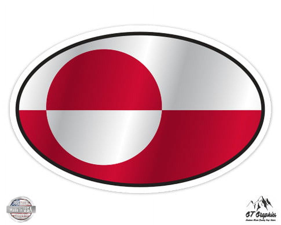 Greenland Flag Oval - 5" Vinyl Sticker - For Car Laptop I-Pad ...