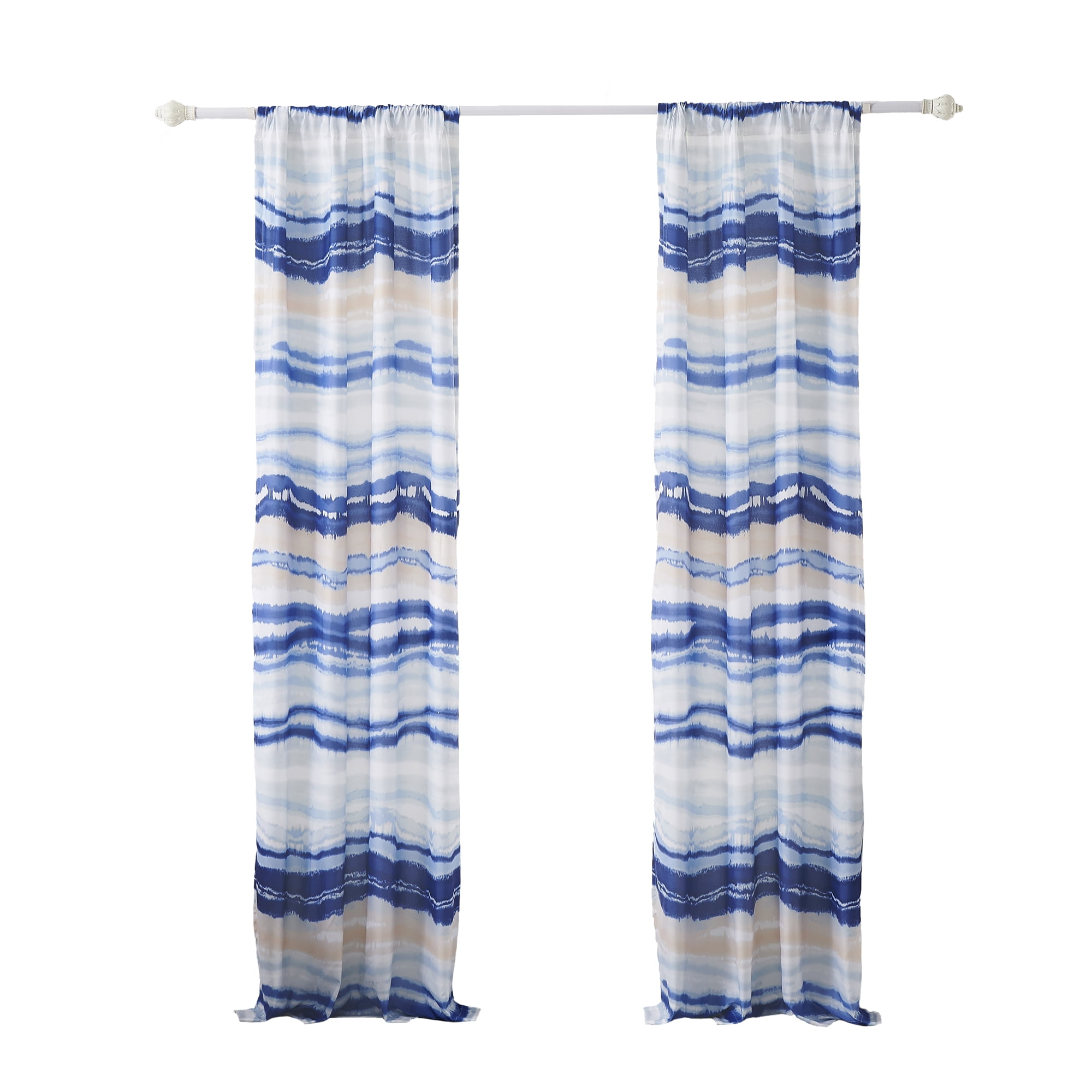 Greenland Home Crystal Cove Wave Pattern Curtain Panels, Set of 2, 84 ...