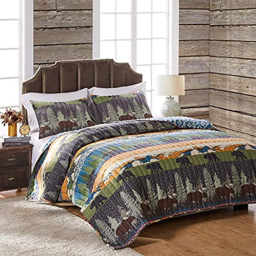 Greenland Home Fashion Black Bear Lodge Quilt Set - 3 - Piece - Full ...