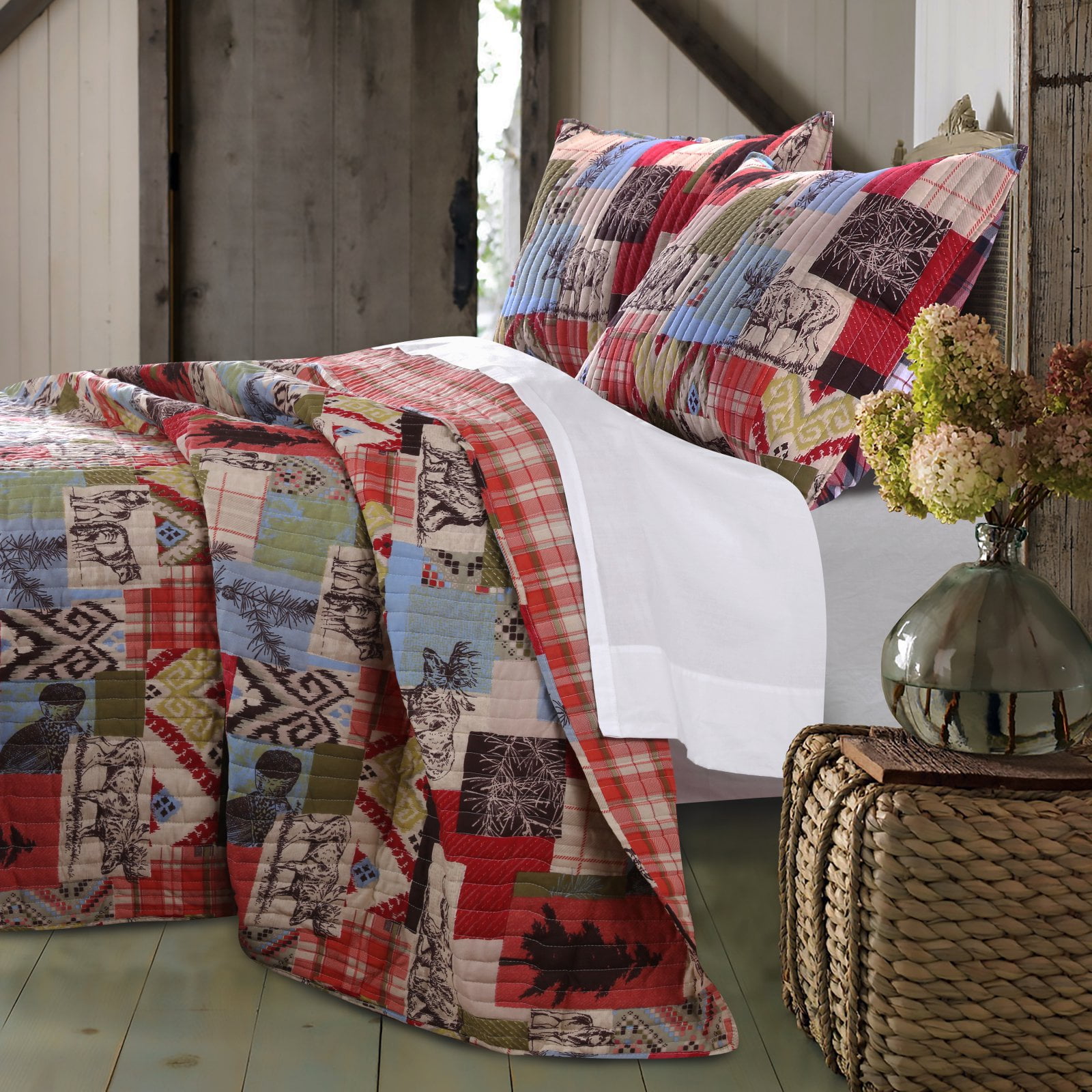 Greenland Home Fashion Rustic Lodge Quilt Set - 3 - Piece - Full/Queen ...