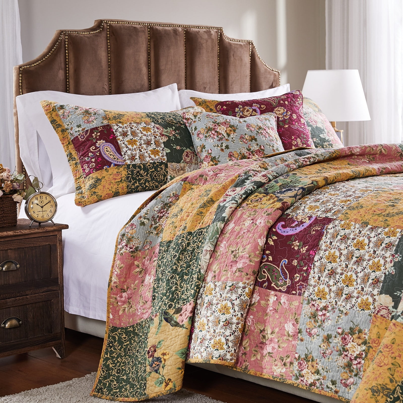 Greenland Home Fashions Quilt Set, 100% Cotton Patchwork Design, Full ...