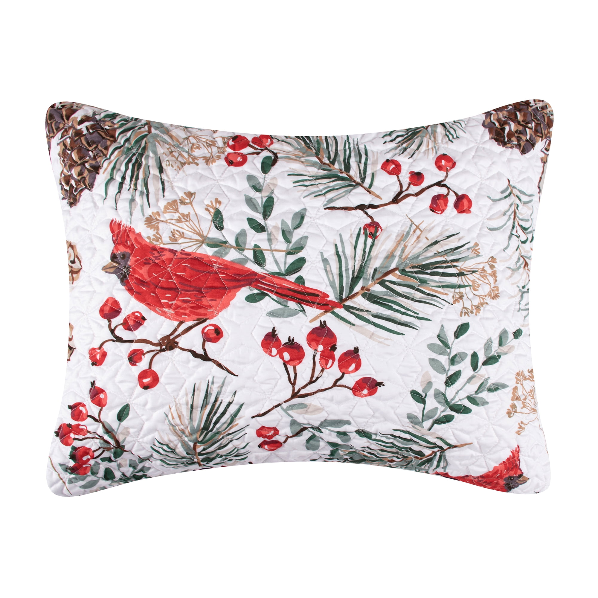 Greenland Home Fashions Cardinal Plaid Reversible Winter Holiday Pillow ...