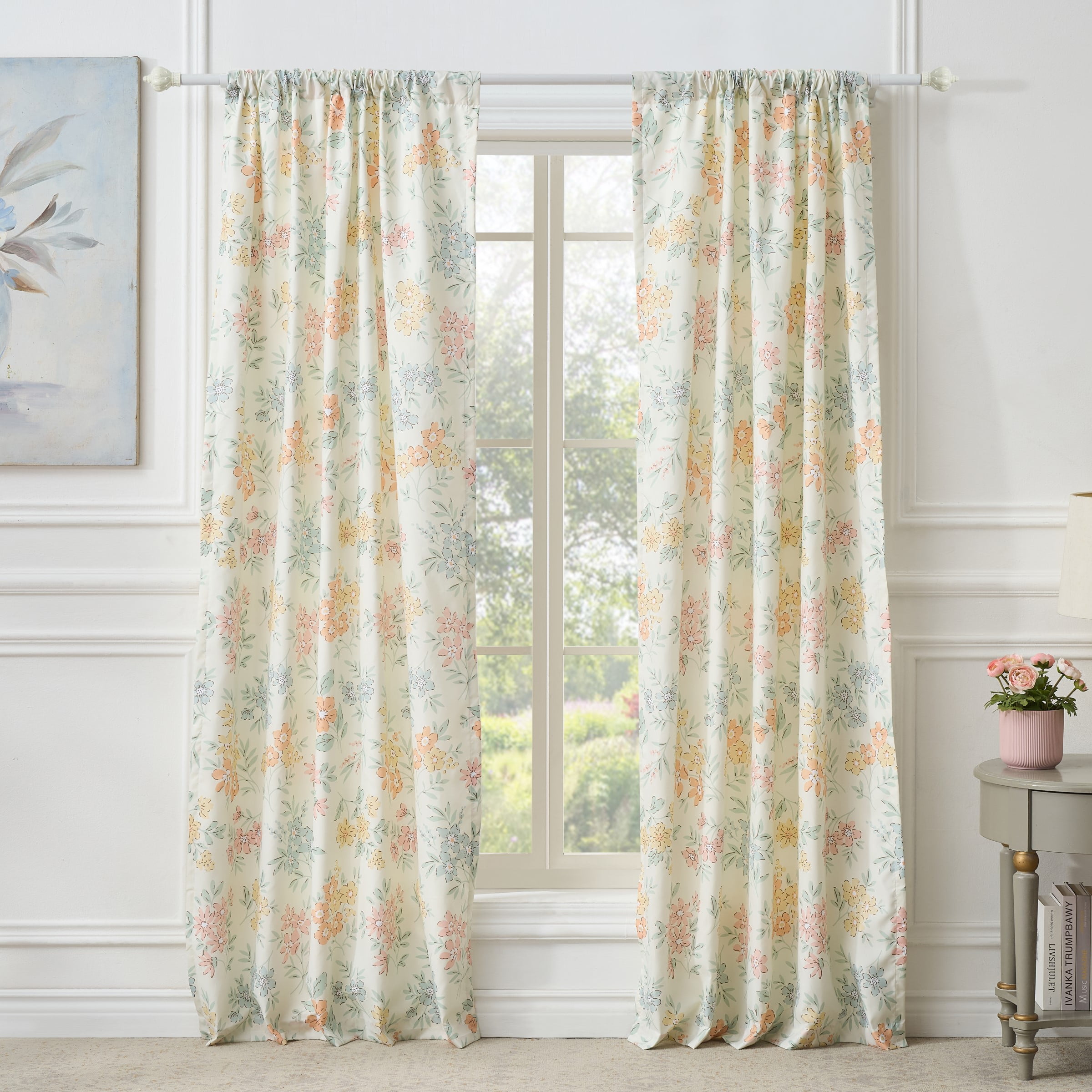 Greenland Home Fashions Chloe Modern Floral Curtain Panels, Set of 2 ...