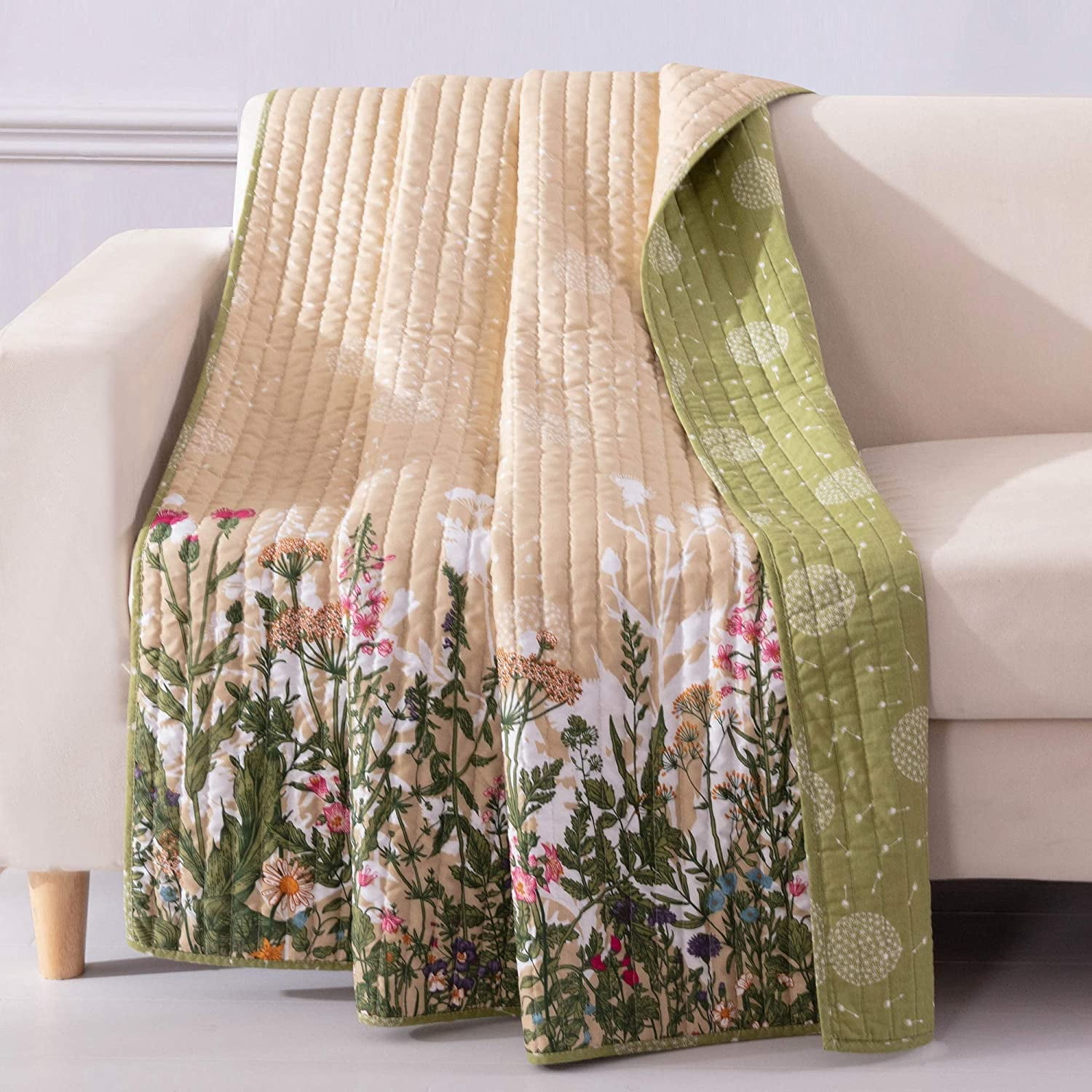 Greenland Home Fashions Dandelion Throw Blanket 50 x 60 inches Taupe ...