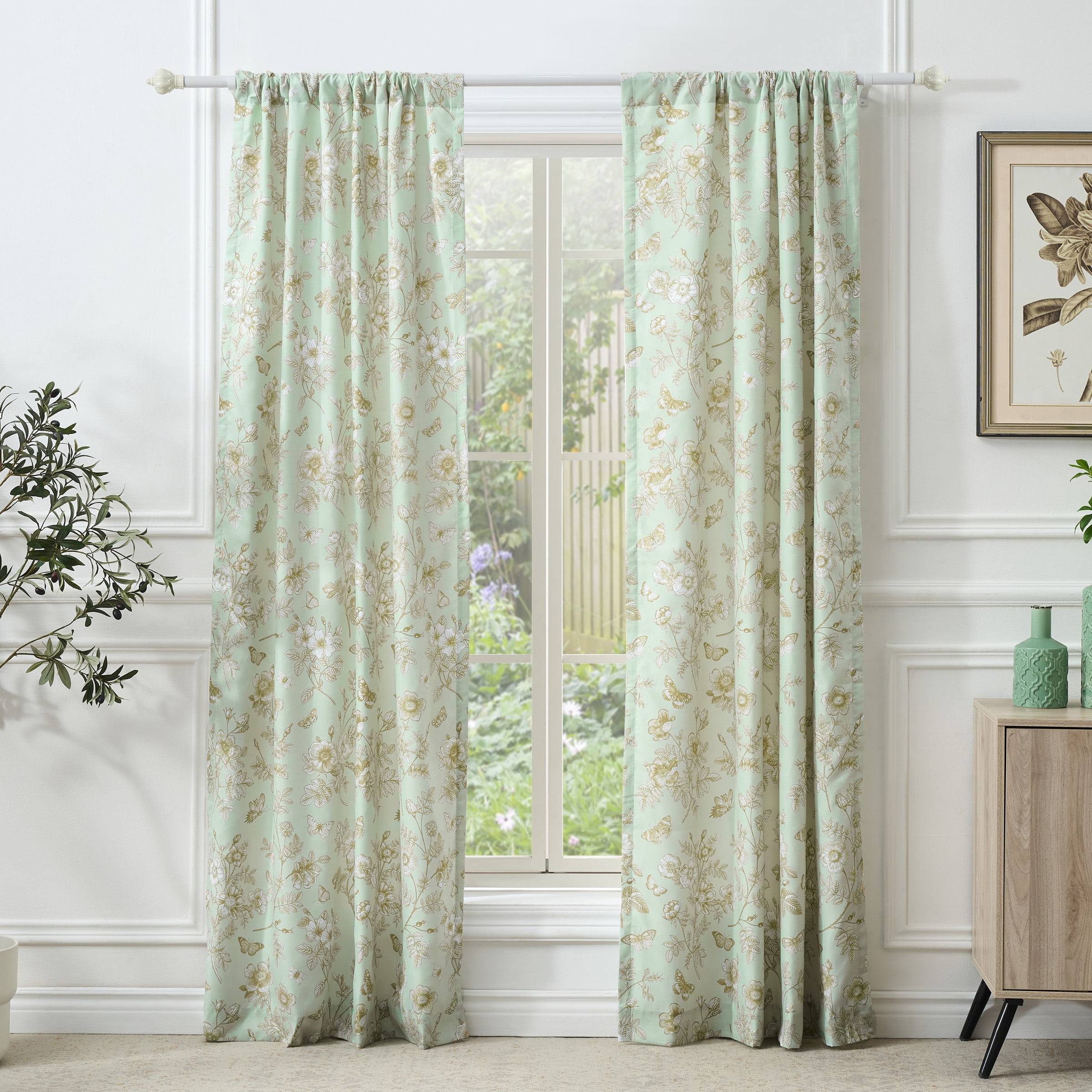 Greenland Home Fashions Olivia Butterfly Garden Curtain Panels, Set of ...
