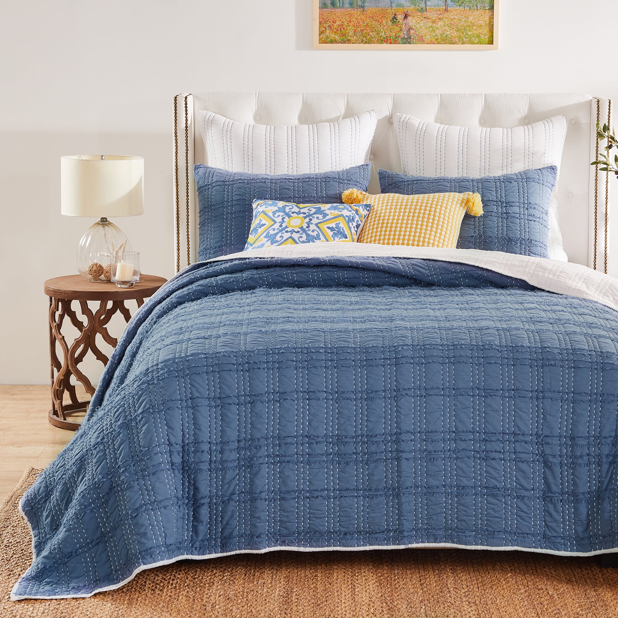 Greenland Home Fashions Portofino Finely Stitched 100% Cotton Ruffled ...