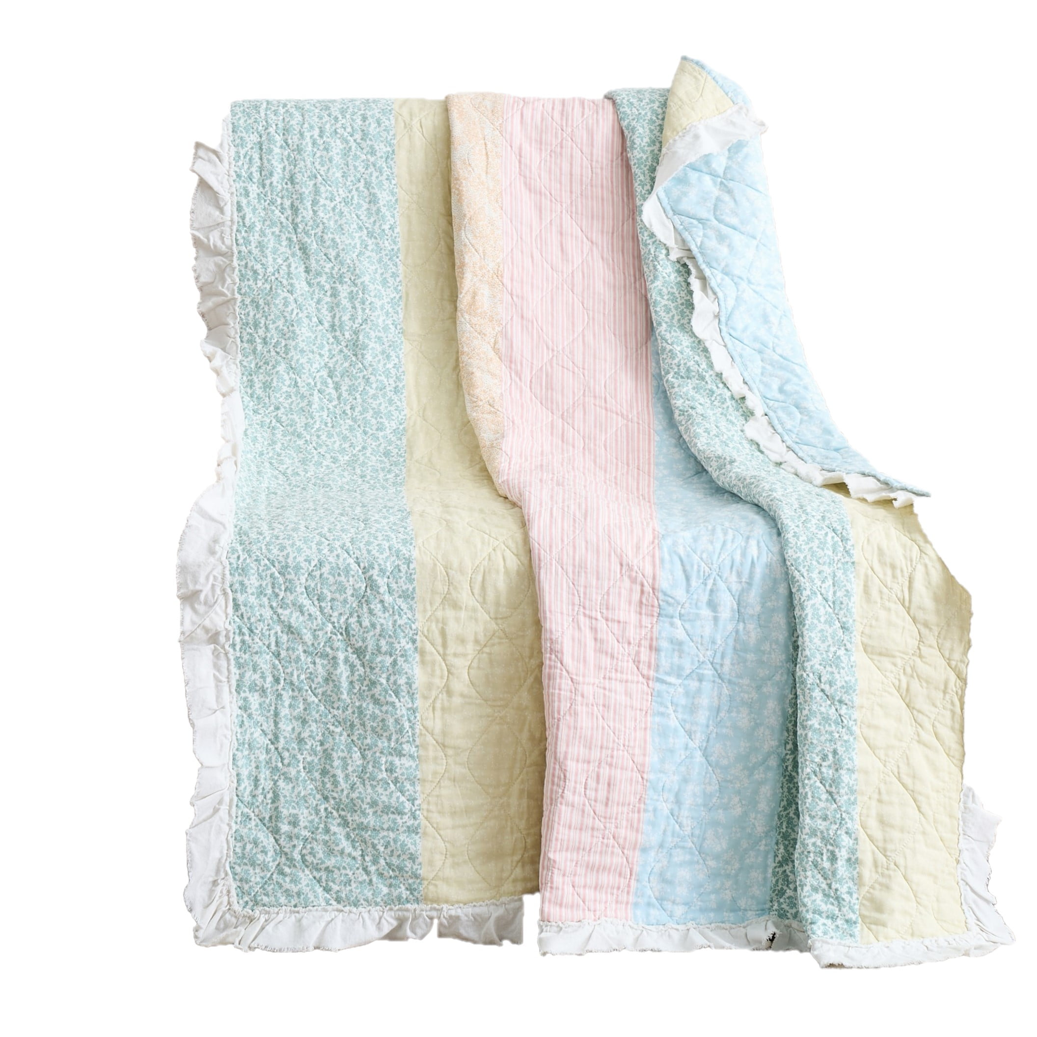Greenland Home Fashions Tessie Shabby Chic Ruffled Quilted Throw ...