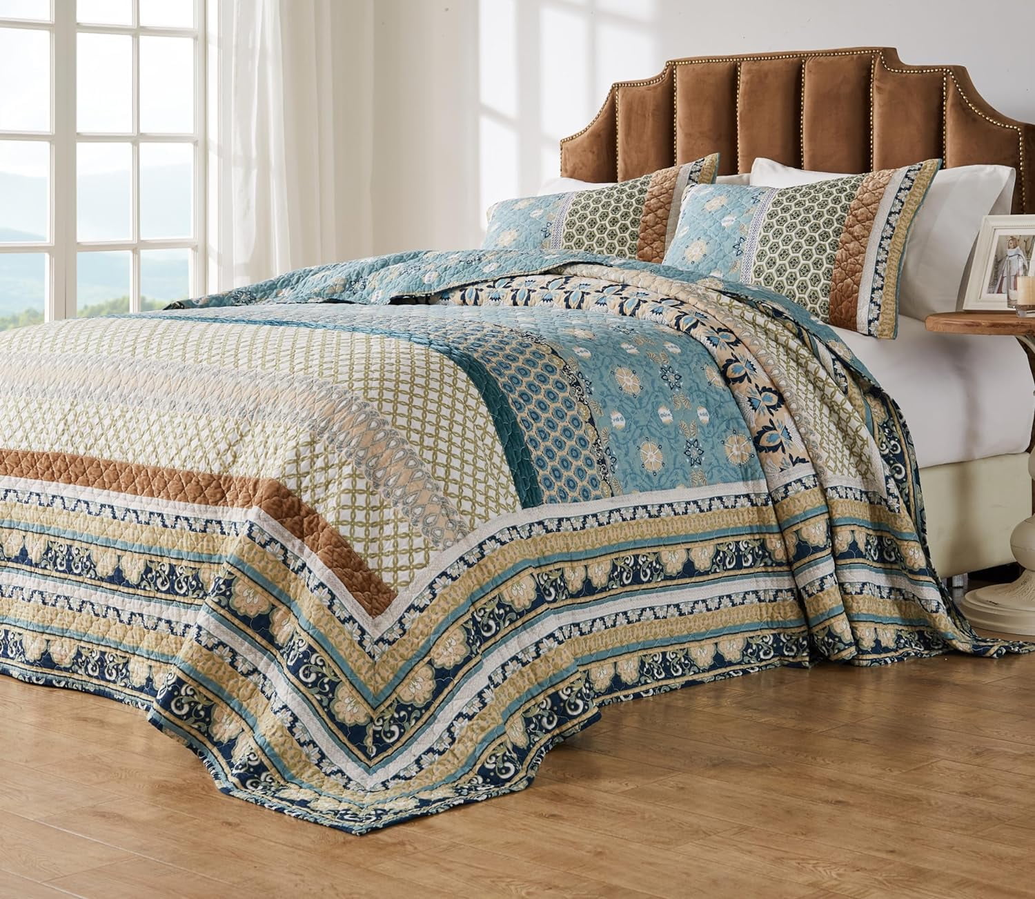 Greenland Home Fashions Thalia Reversible Cotton Quilted Bedspread Set ...