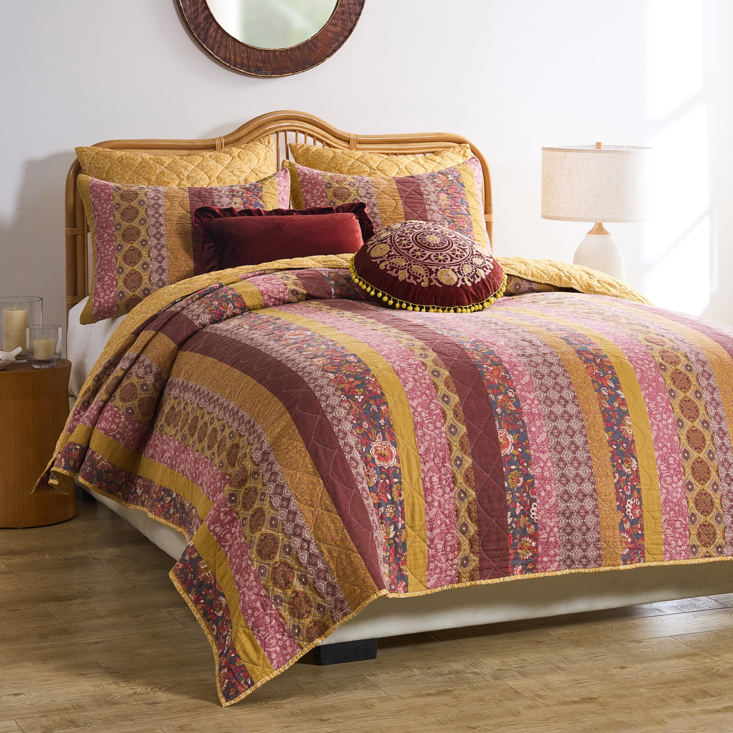 Greenland Home Marigold Cotton-Rich Vintage Boho Quilt Set, All Ages, 2 ...