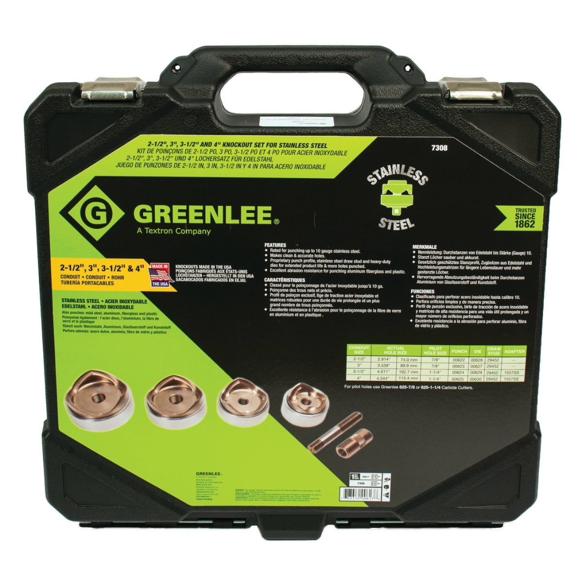 Greenlee Punch and Die Set,10 ga. Stainless Steel 7308 - Walmart.com
