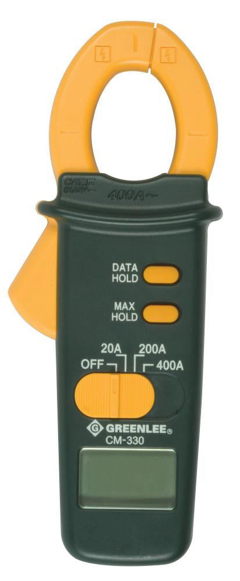 Greenlee CM-330 Clamp Meter, 600 VAC/VDC, 2000 Count Resolution, LCD ...