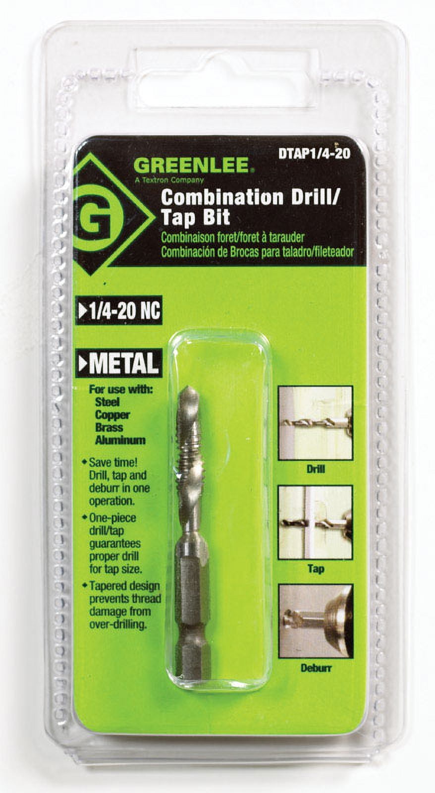 Greenlee DTAP1/4-20 One-Piece Drill/Tap Bit 1/4-20 - Walmart.com