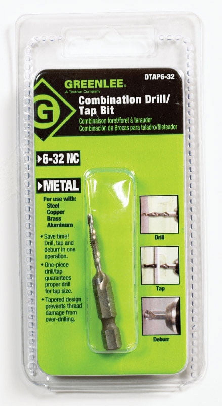 Greenlee Drill/Tap/Countersink,HSS,6-32 DTAP6-32 - Walmart.com