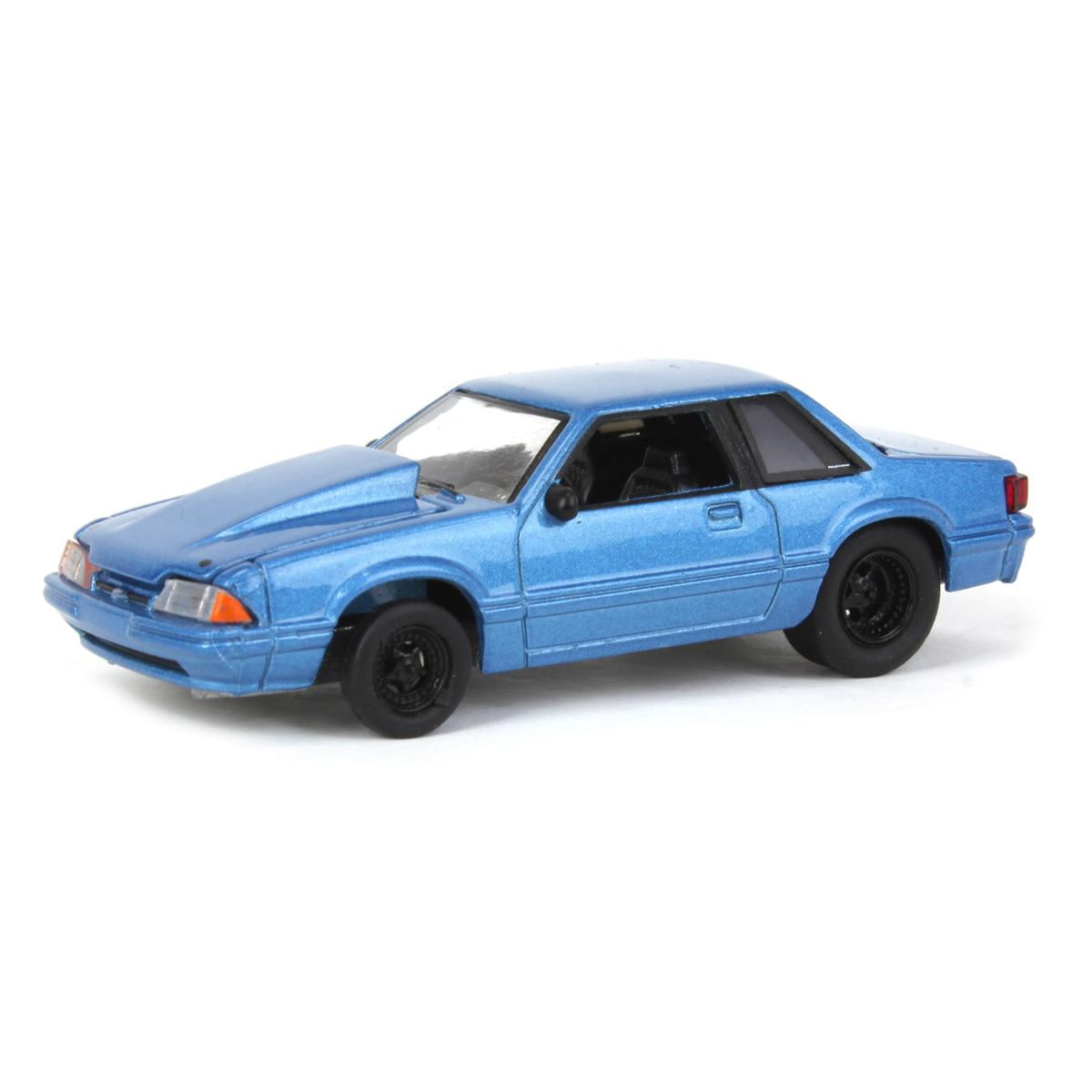 Greenlight 1/64 1993 Ford Mustang Blue Drag Car, LP Diecast Exclusive ...