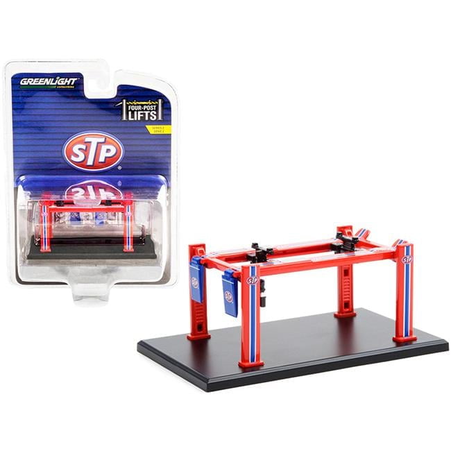 Greenlight 1-64 Scale Adjustable Four-Post Lift STP Red & Blue Series 2 ...