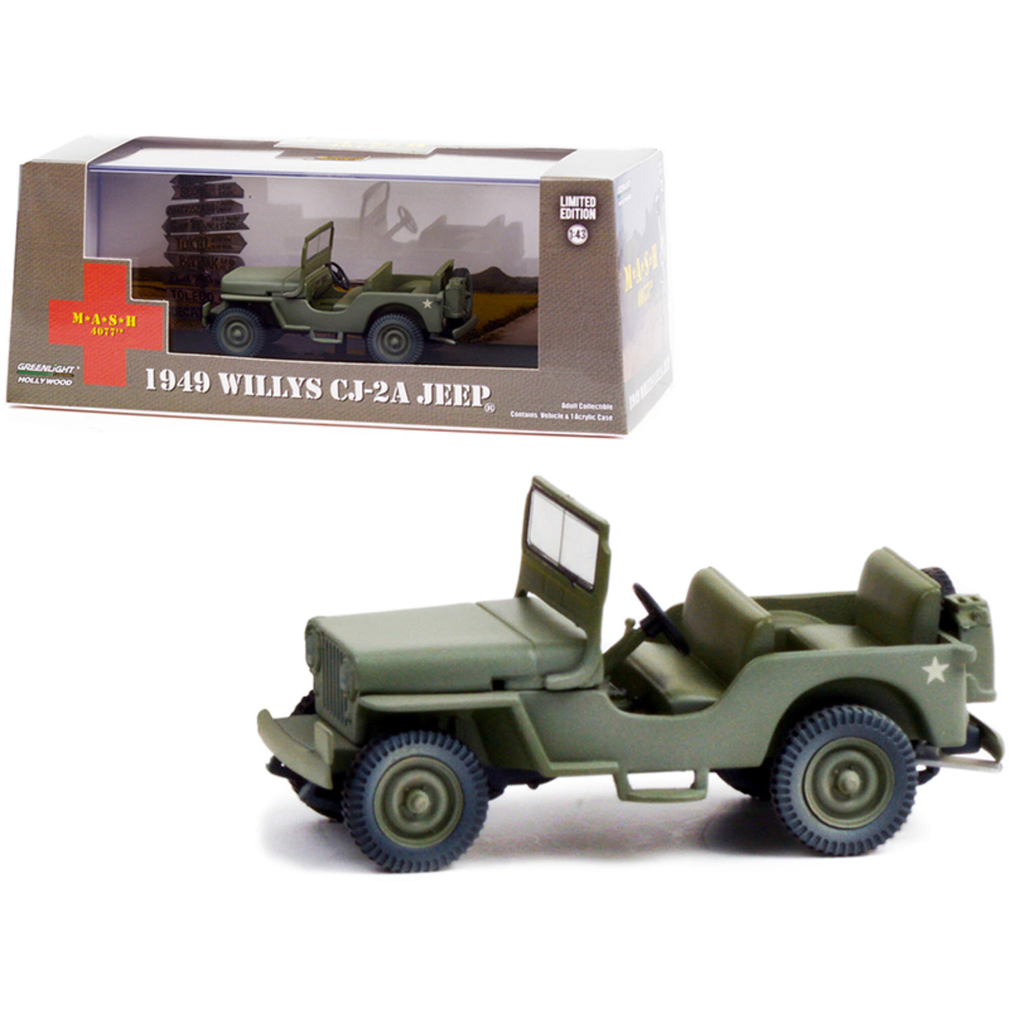 Greenlight Series 1-43 Diecast Model Car for 1949 Willys CJ-2A Jeep ...