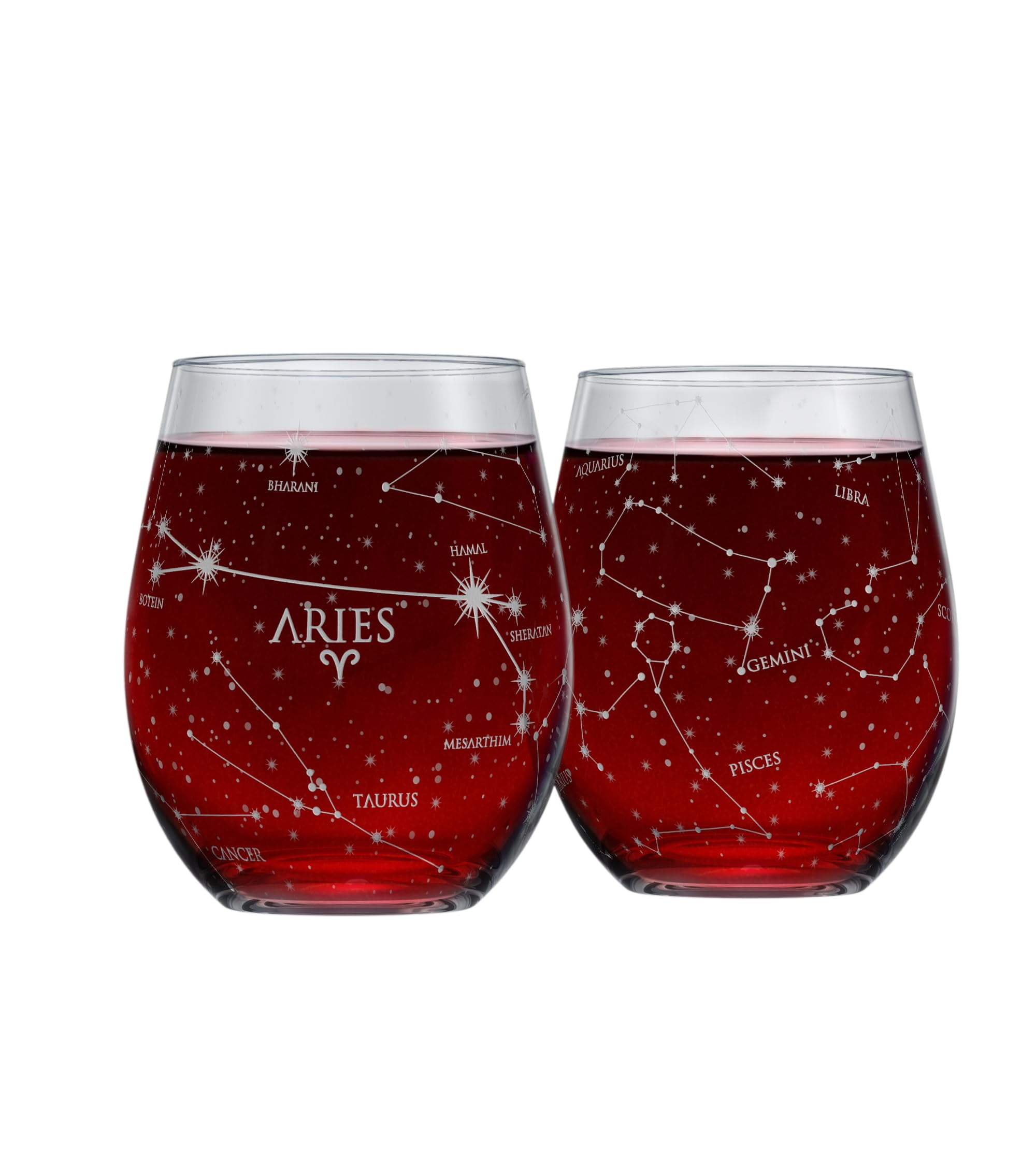 Greenline Goods Aries Stemless Wine Glasses Zodiac Aries Set Hand ...