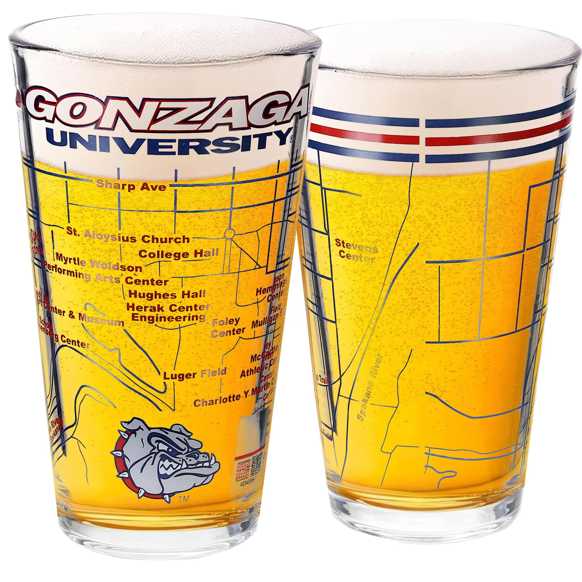Greenline Goods Gonzaga University Pint Beer Glasses Set of 2 - Full ...