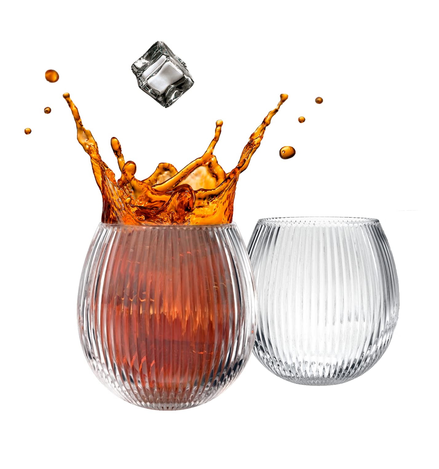 Greenline Goods Round Ripple Art Deco Drinking Glasses - 14 oz Set Of 2 ...