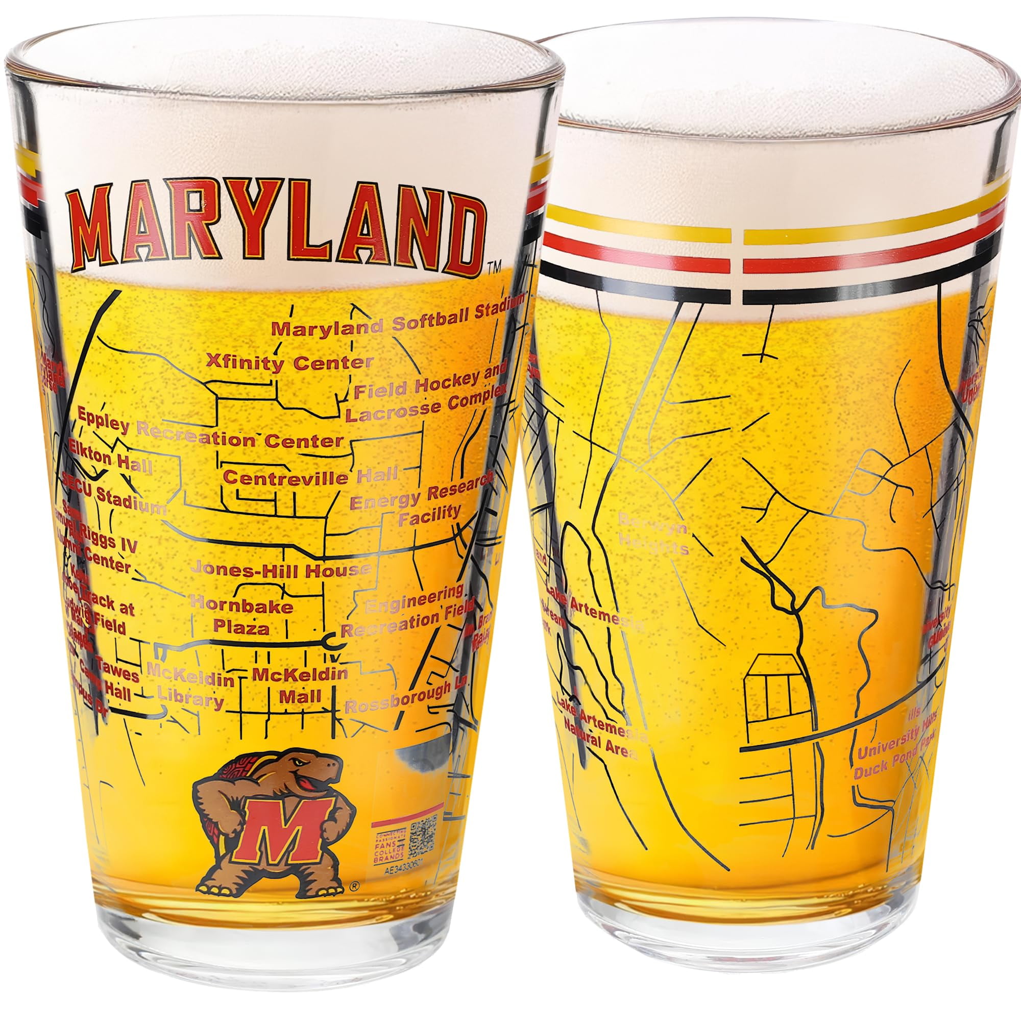 Greenline Goods University of Maryland Pint Beer Glasses Set of 2 ...