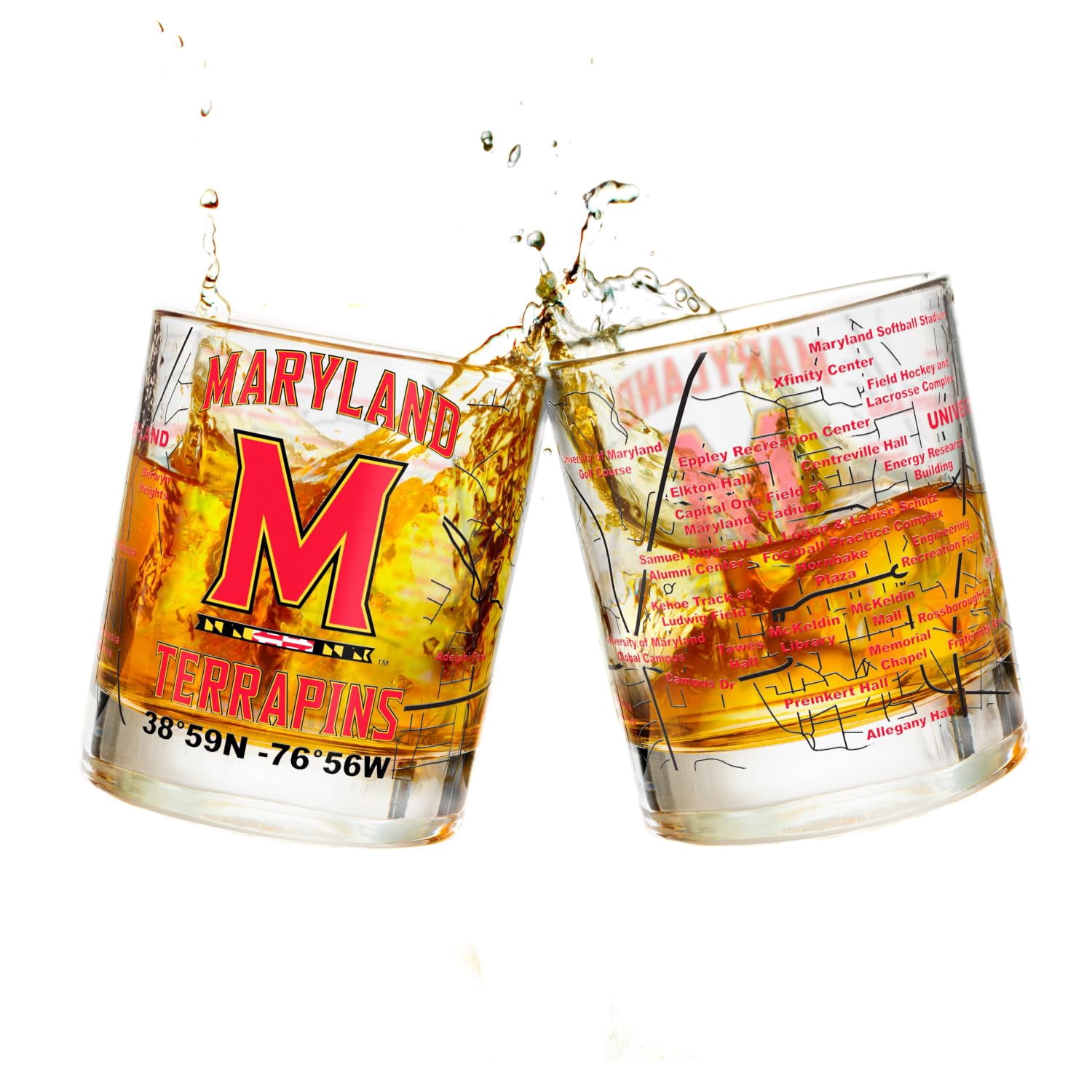 Greenline Goods University Of Maryland Whiskey Glass Set (2 Low Ball ...