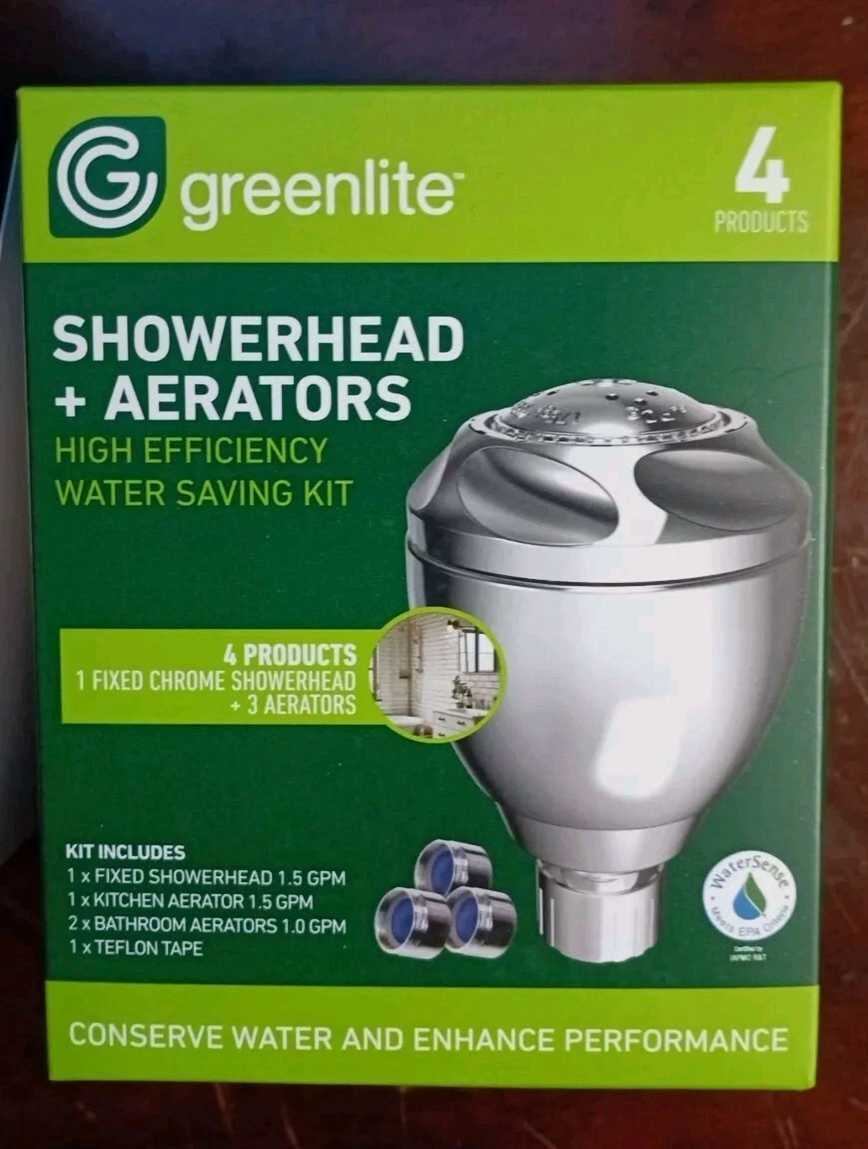 Greenlite Water Saving Kit W/ Shower Head, 2 Bathroom & 1 Kitchen ...