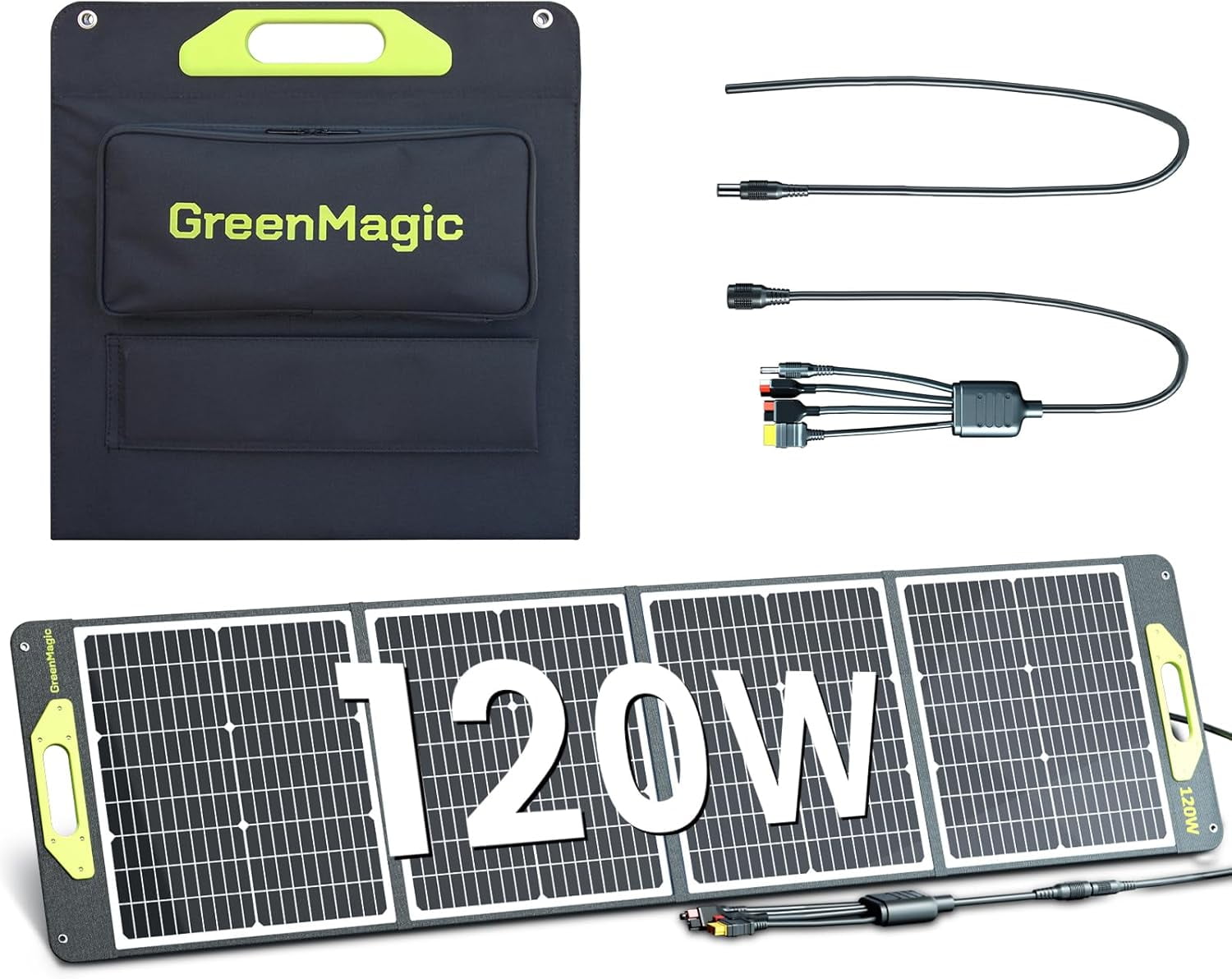 Greenmagic120W Portable Solar Panel 19V, 120W Foldable Solar Panels Kit ...