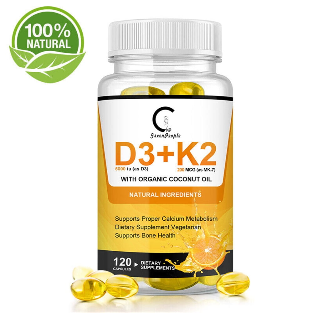 Greenpeople Vitamins D3+K2 Capsules 120 Pcs, Bone & Teeth Health ...