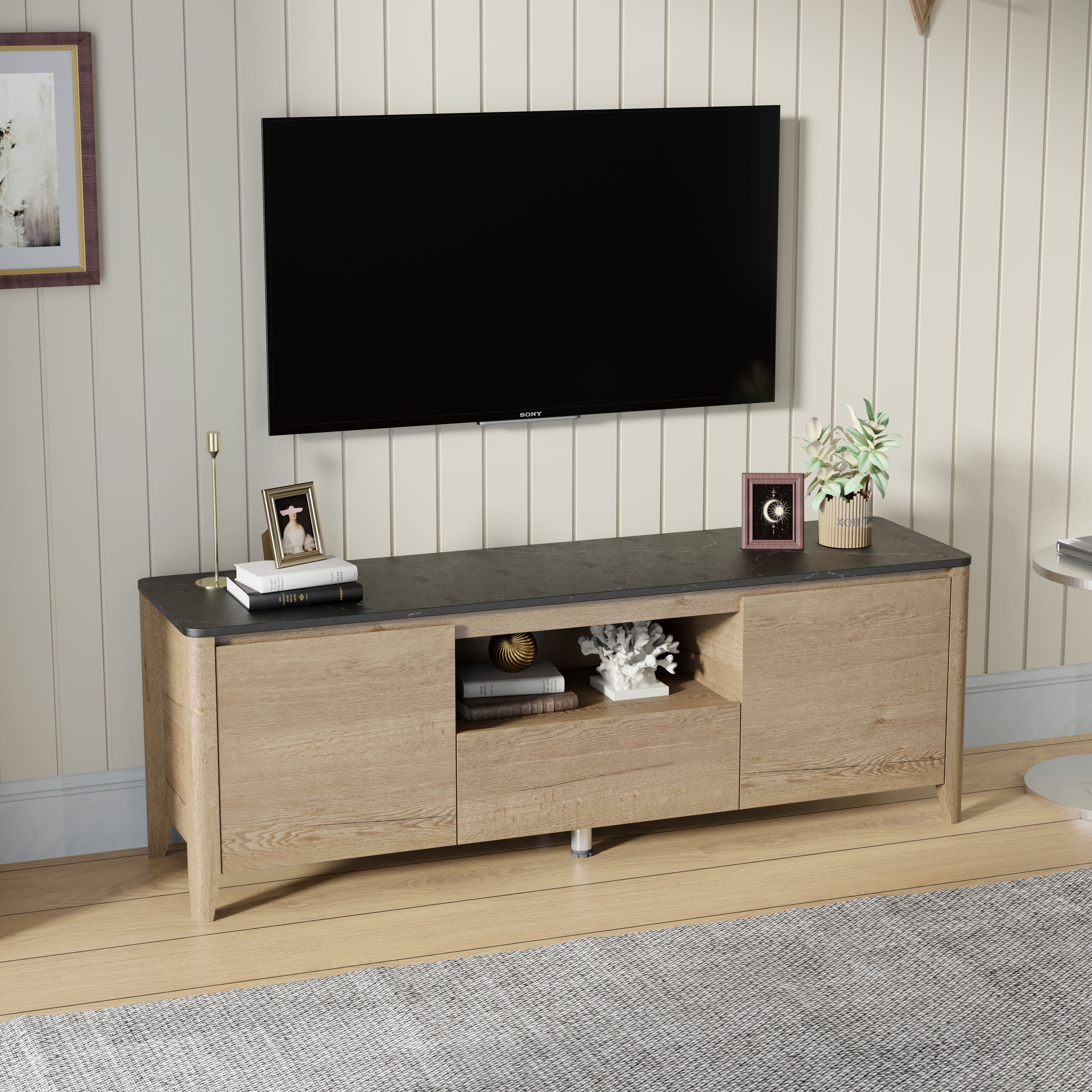 Greenpod 58" Modern TV Stand for Up to 65 inch TVs with LED Light ...