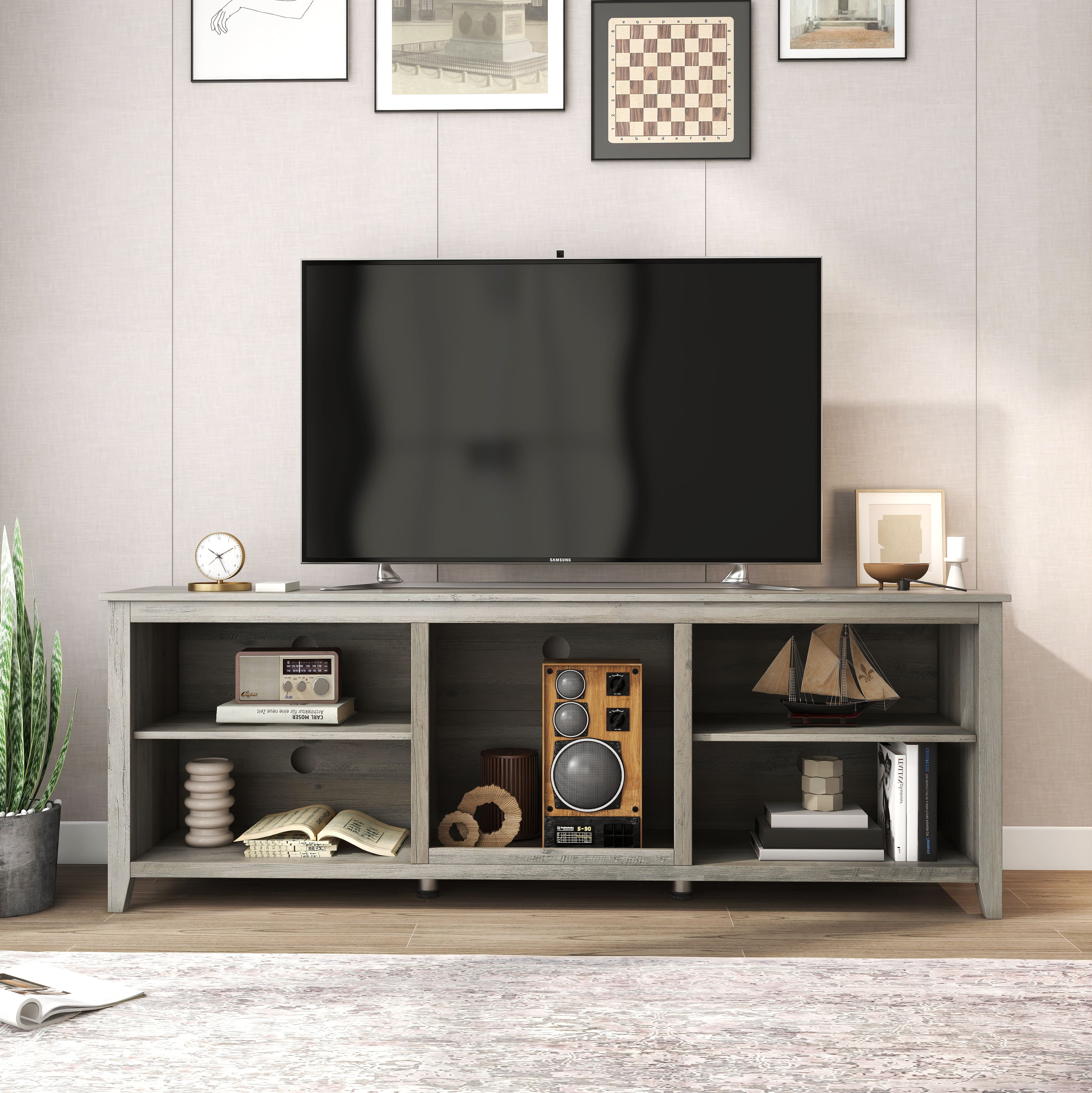 Greenpod 70" TV Stand with 5 Cubby Storages Cabinets for 65 70 75 Inch ...
