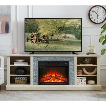 "AMERLIFE 63"" Entertainment Center with 26"" Fireplace, Distressed ...